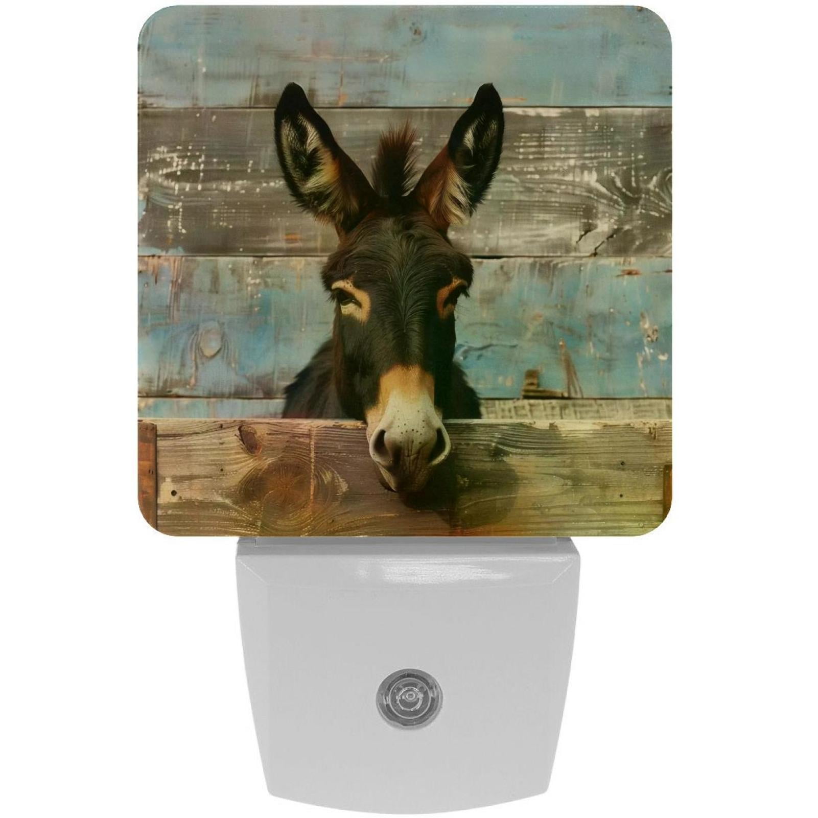 PhooArto Funny Donkey on Rustic Wooden Plug in LED Night Light Auto ...