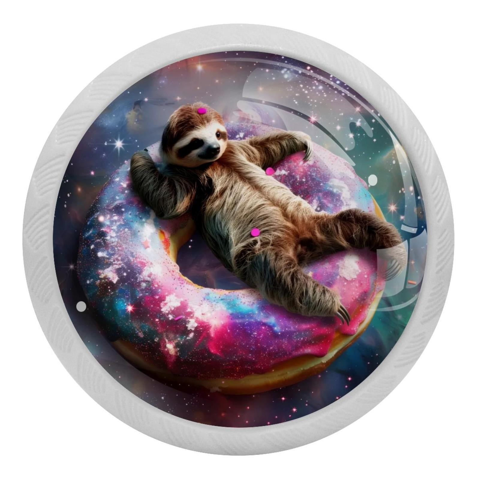 PhooArto Galaxy Donut Sloth 4 PCS Crystal Glass Cabinet Knobs, Drawer ...