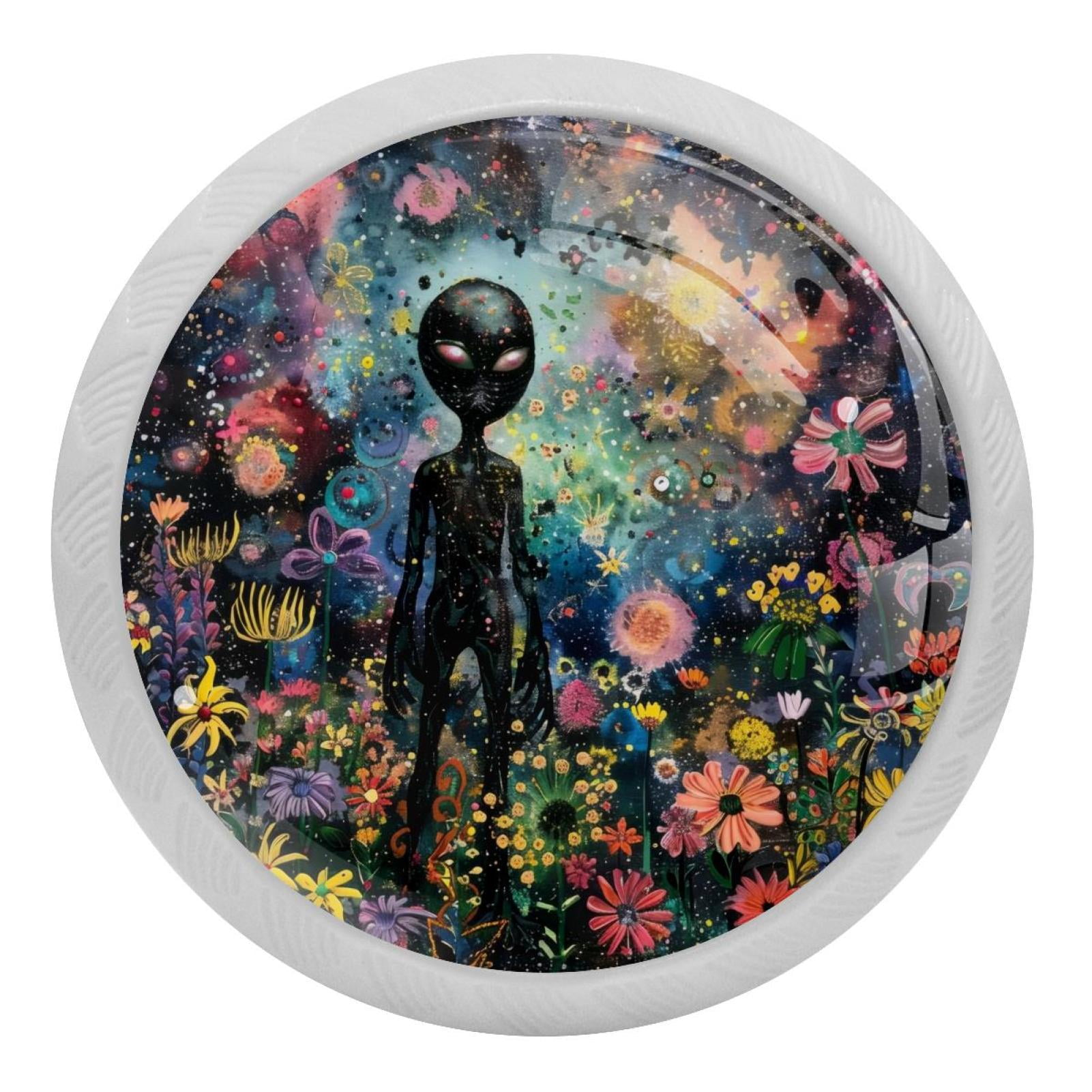 PhooArto Galaxy Floral Alien 4 PCS Crystal Glass Cabinet Knobs, Drawer ...