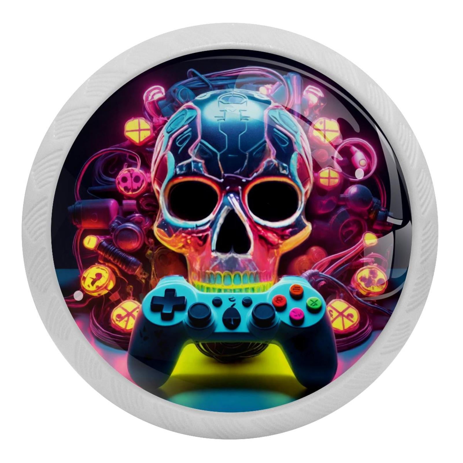 PhooArto Game Controller Color Skull 4 PCS Crystal Glass Cabinet Knobs ...