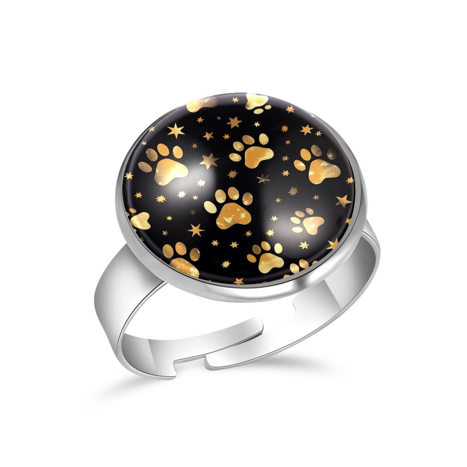 PhooArto Gold Dog Paw Footprint Pattern Stainless Steel Rings for Women ...