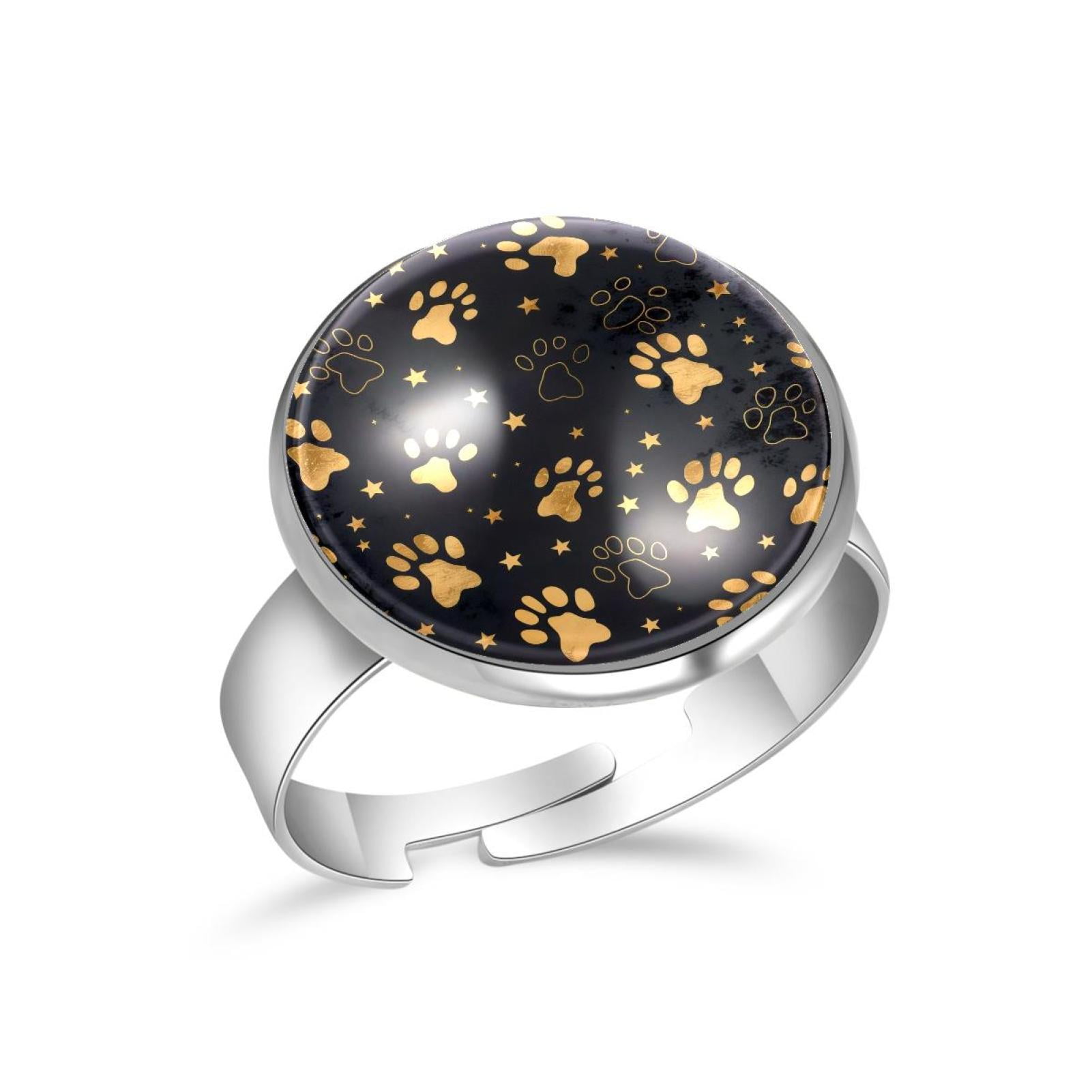 PhooArto Gold Dog Paw Footprint Star Pattern Stainless Steel Rings for ...