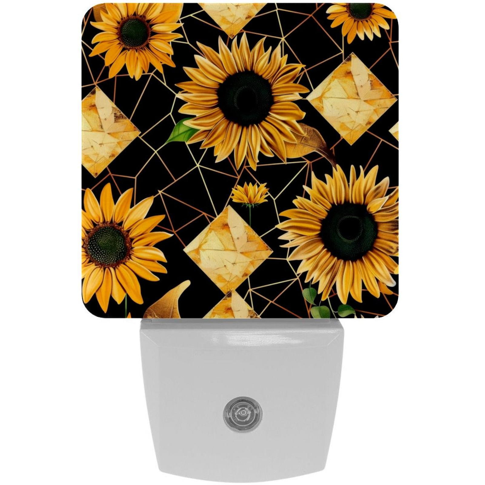 PhooArto Golden Polygonal Shapes Sunflowers Pattern Plug in LED Night ...