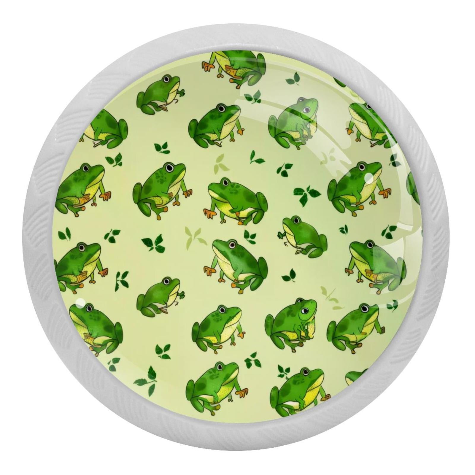 PhooArto Green Frogs Pattern 4 PCS Crystal Glass Cabinet Knobs, Drawer ...