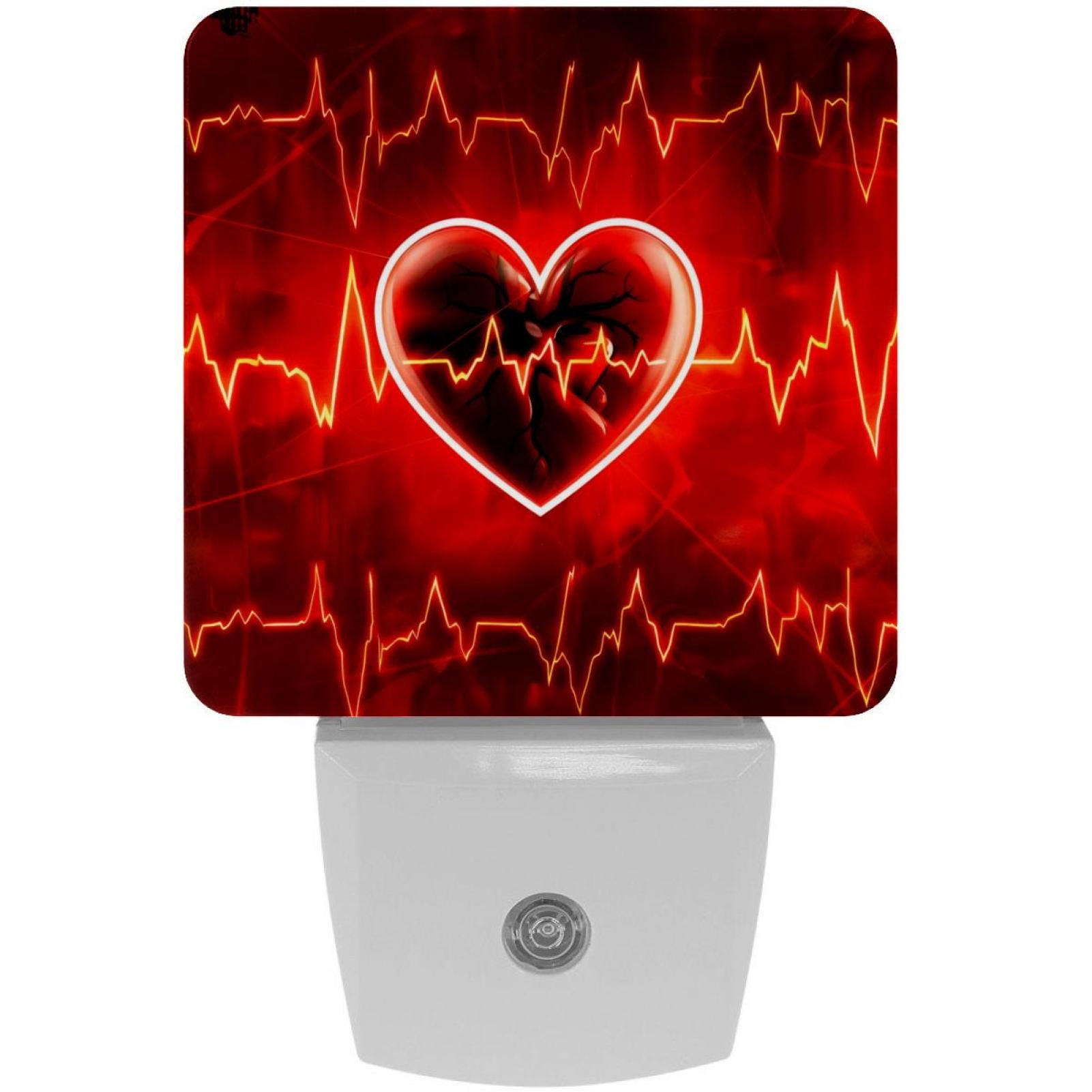 PhooArto Heartbeat Red Heart Pattern Plug in LED Night Light Auto ...