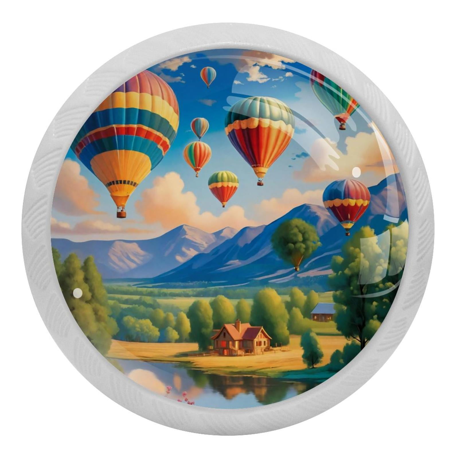PhooArto Hot Air Balloons Color Pattern 4 PCS Crystal Glass Cabinet Knobs, Drawer Kitchen ...