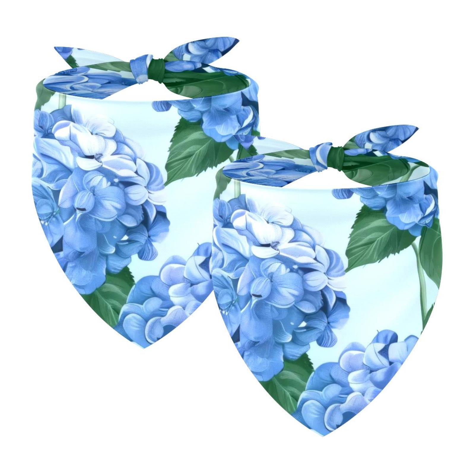 PhooArto Hydrangeas Blue Floral Pattern Dog Bandanas, 2 Pack Soft ...