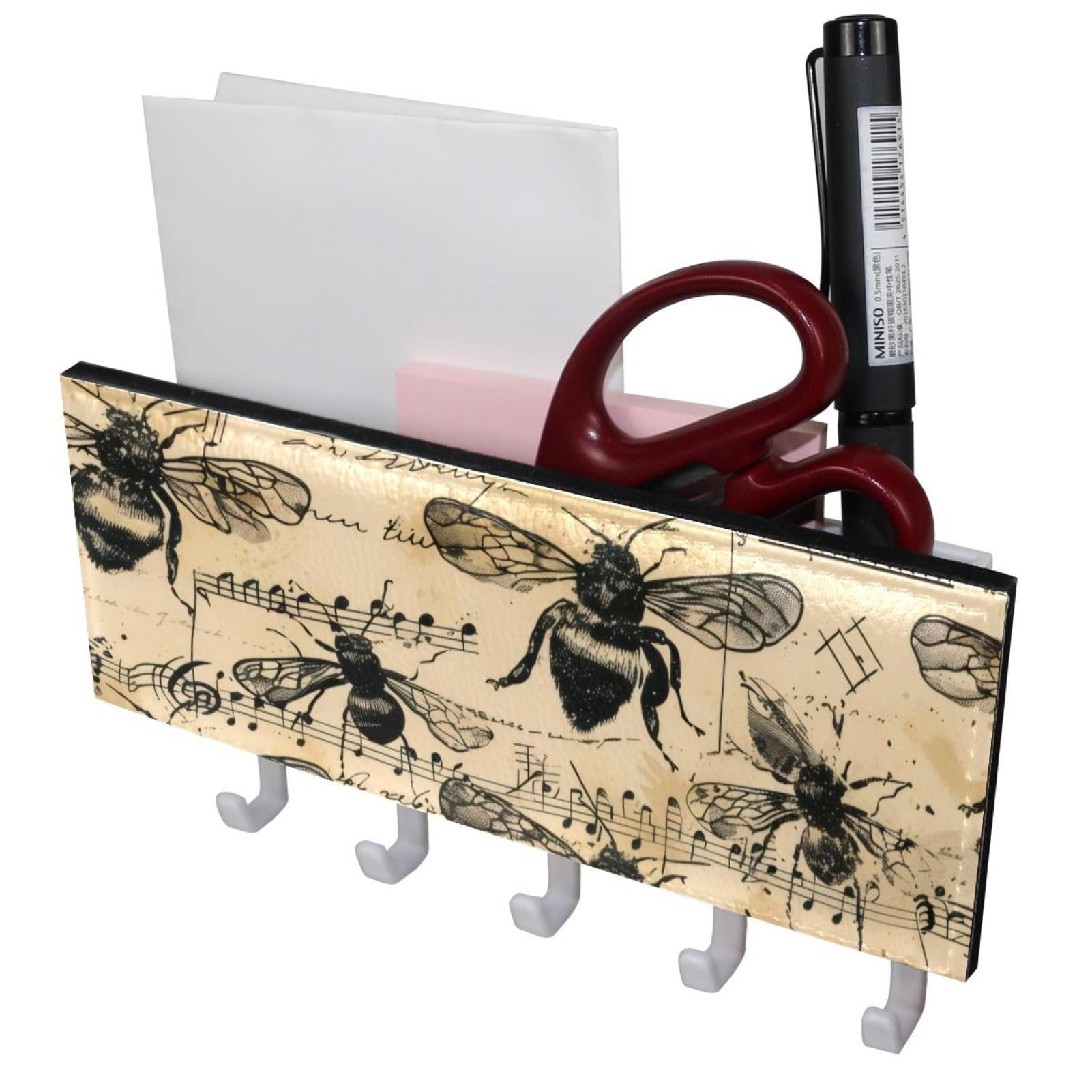 PhooArto Key Holder for Wall Decorative with 5 Key Hooks, Bees Vintage ...