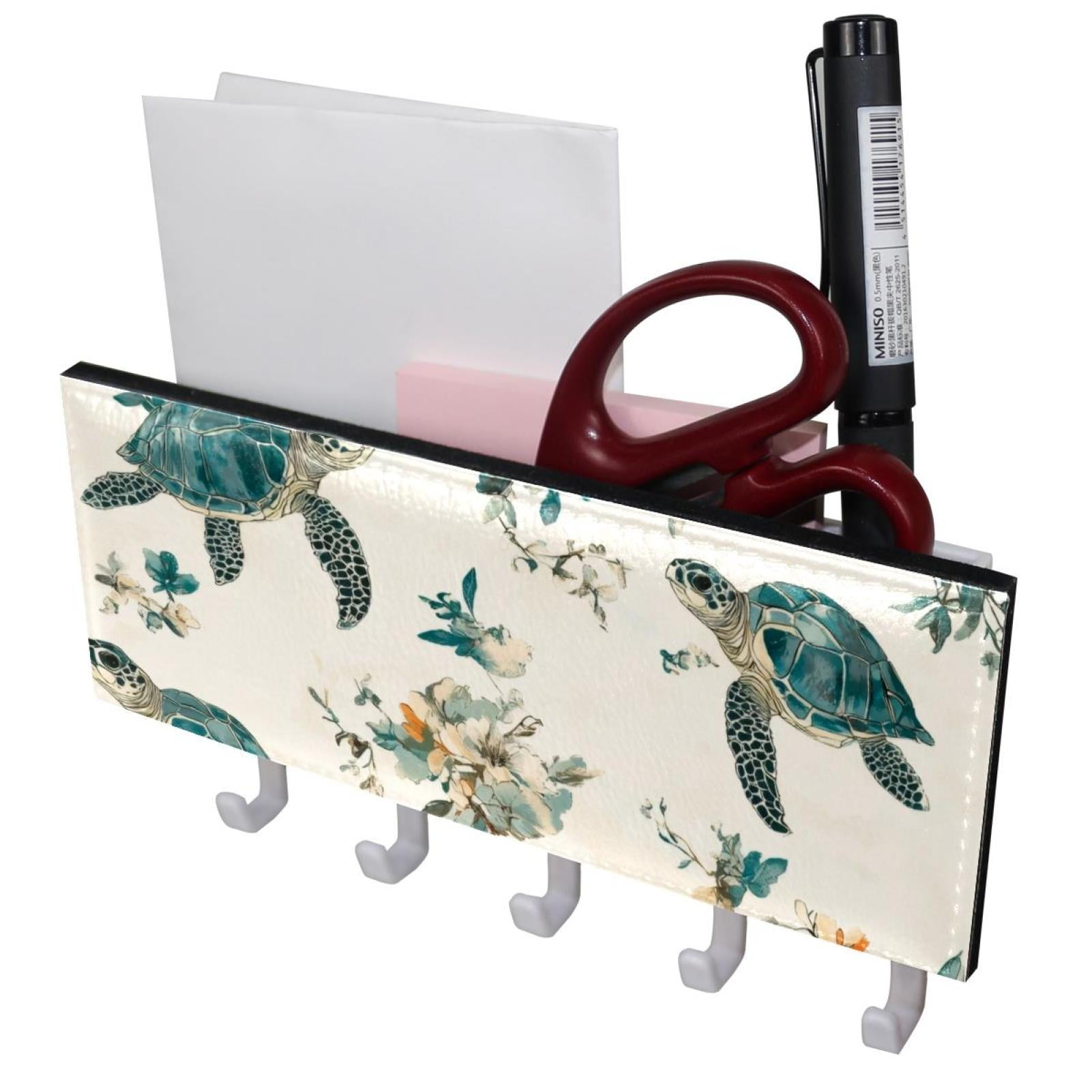 PhooArto Key Holder for Wall Decorative with 5 Key Hooks, Blue Sea ...