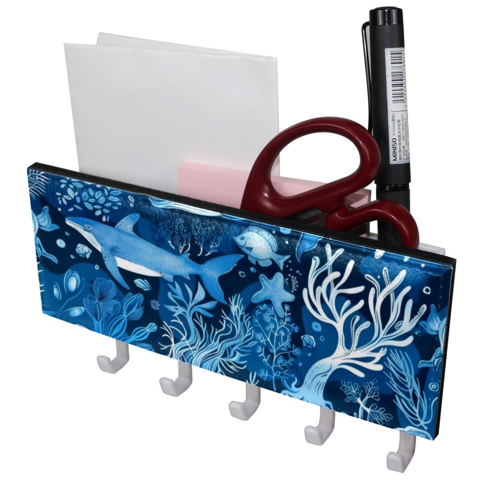 PhooArto Key Holder for Wall Decorative with 5 Key Hooks, Blue ...