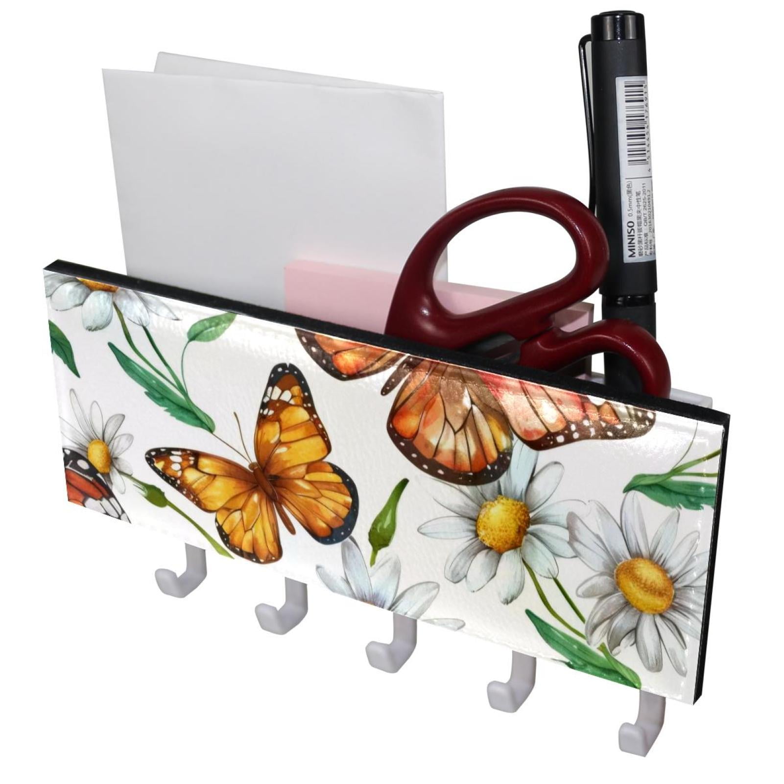PhooArto Key Holder for Wall Decorative with 5 Key Hooks, Butterflies ...