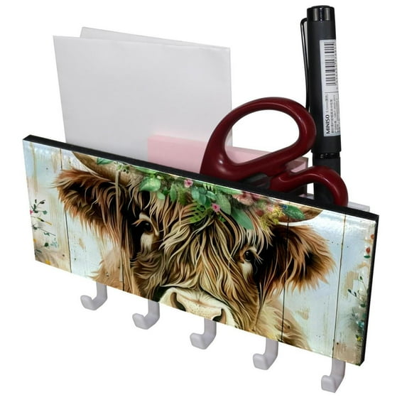 PhooArto Key Holder for Wall Decorative with 5 Key Hooks, Farm Highland ...