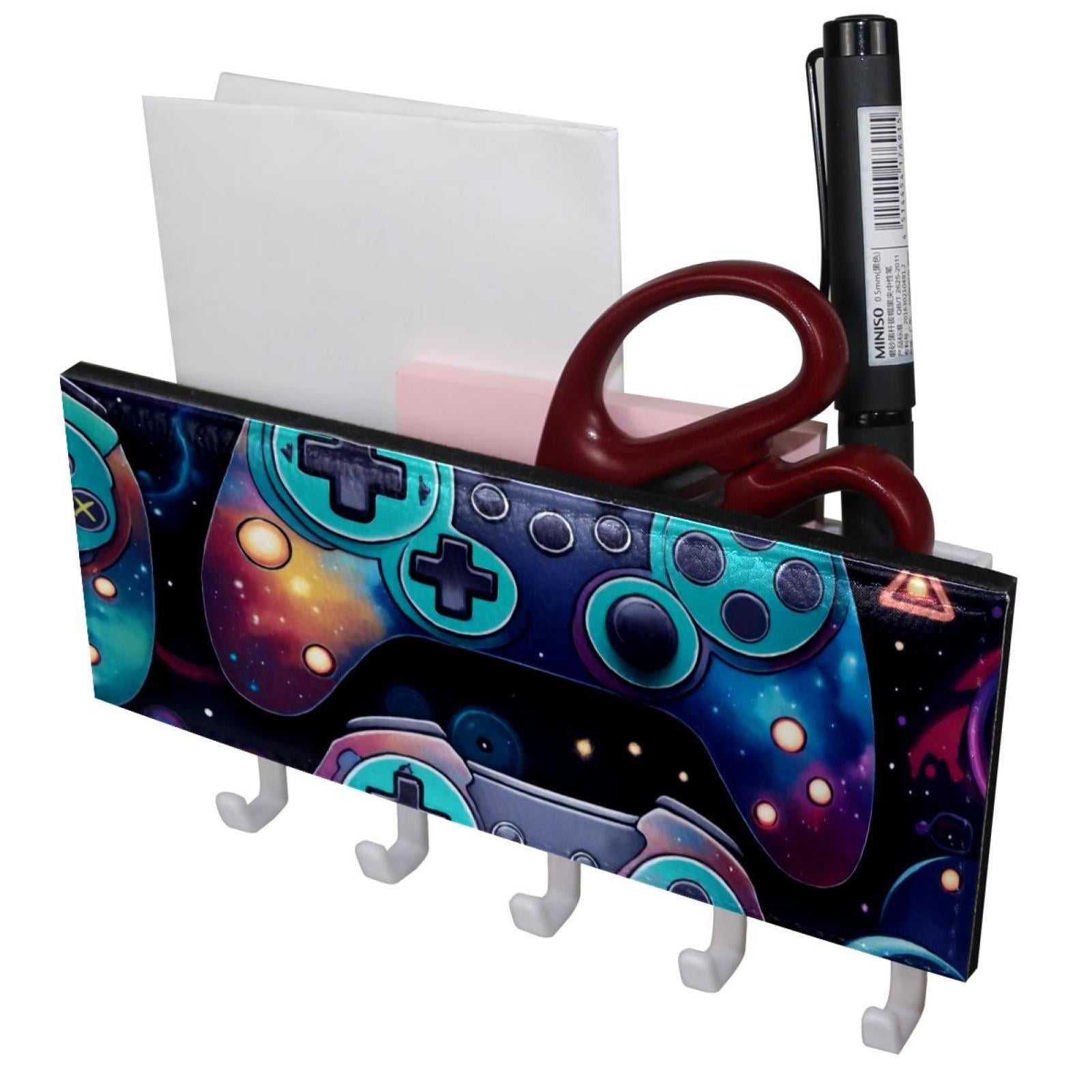 PhooArto Key Holder for Wall Decorative with 5 Key Hooks, Galaxy Gamer ...