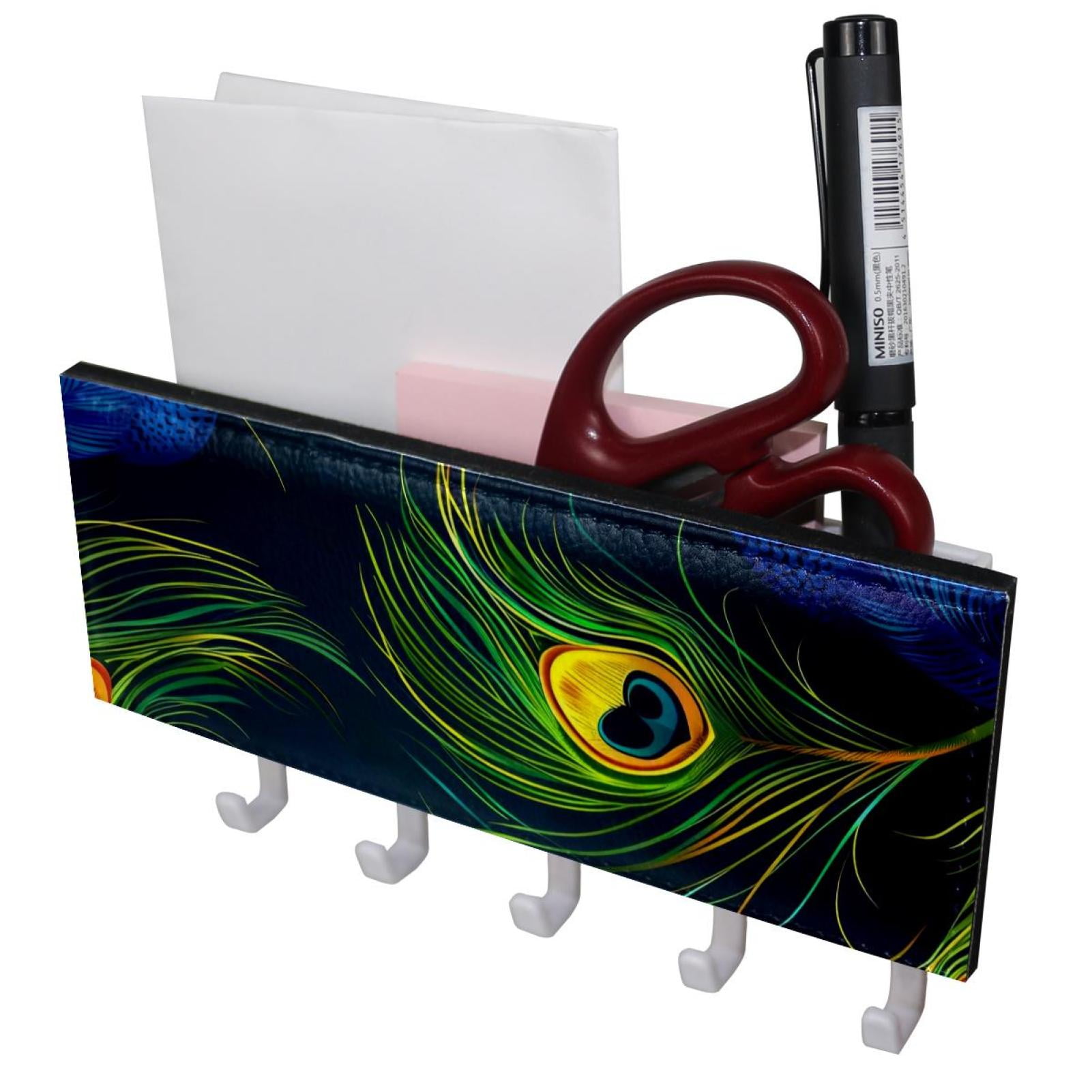 PhooArto Key Holder for Wall Decorative with 5 Key Hooks, Peacock ...