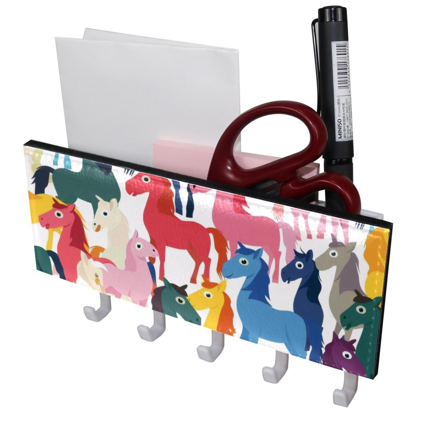 PhooArto Key Holder for Wall Decorative with 5 Key Hooks, Pony Colorful ...