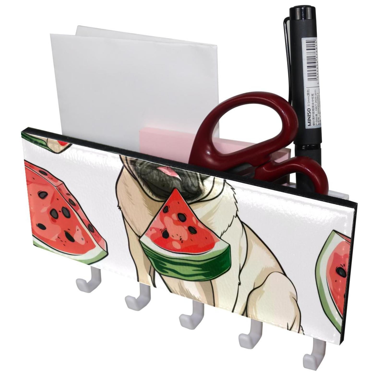 PhooArto Key Holder for Wall Decorative with 5 Key Hooks, Pug Dog and ...