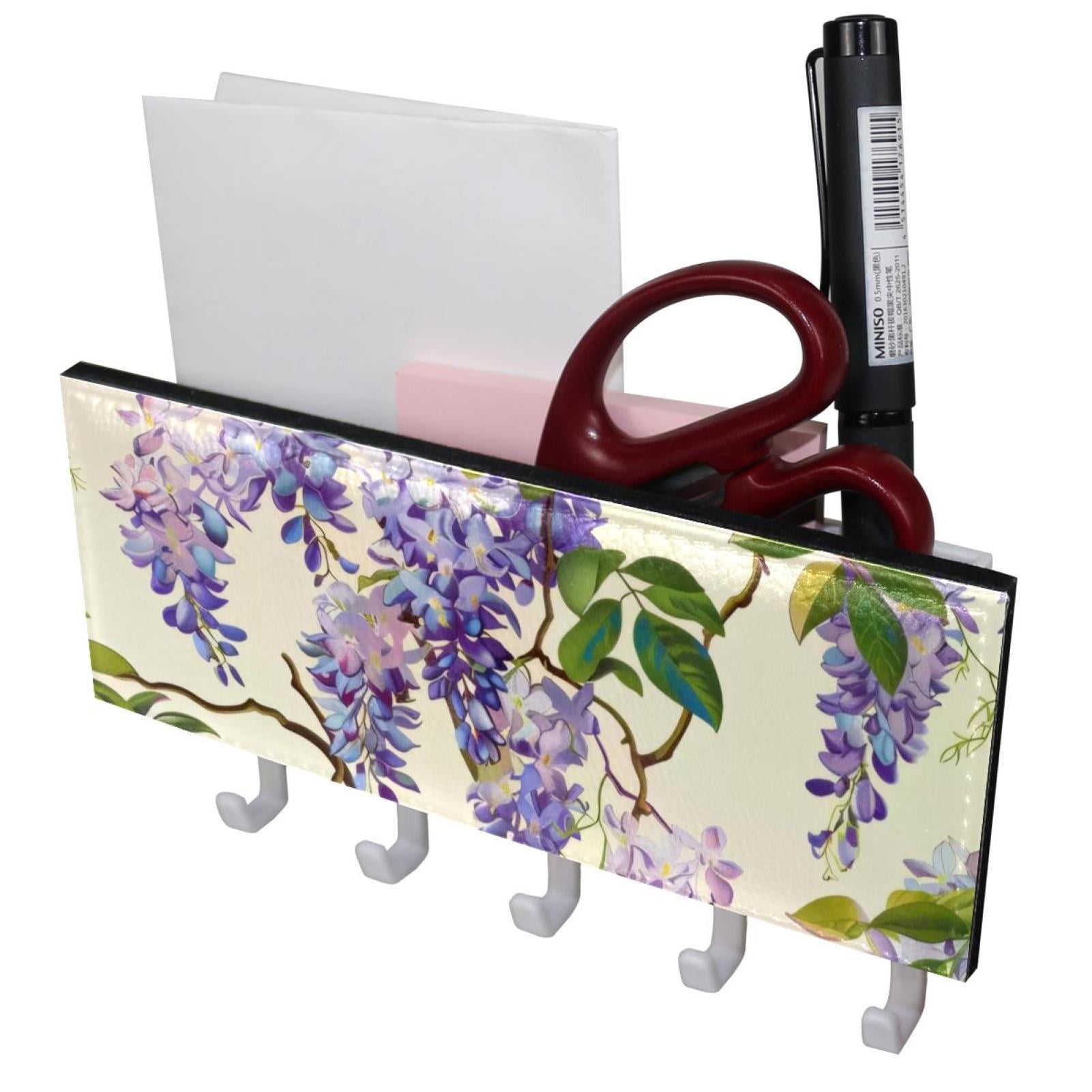 PhooArto Key Holder for Wall Decorative with 5 Key Hooks, Purple ...