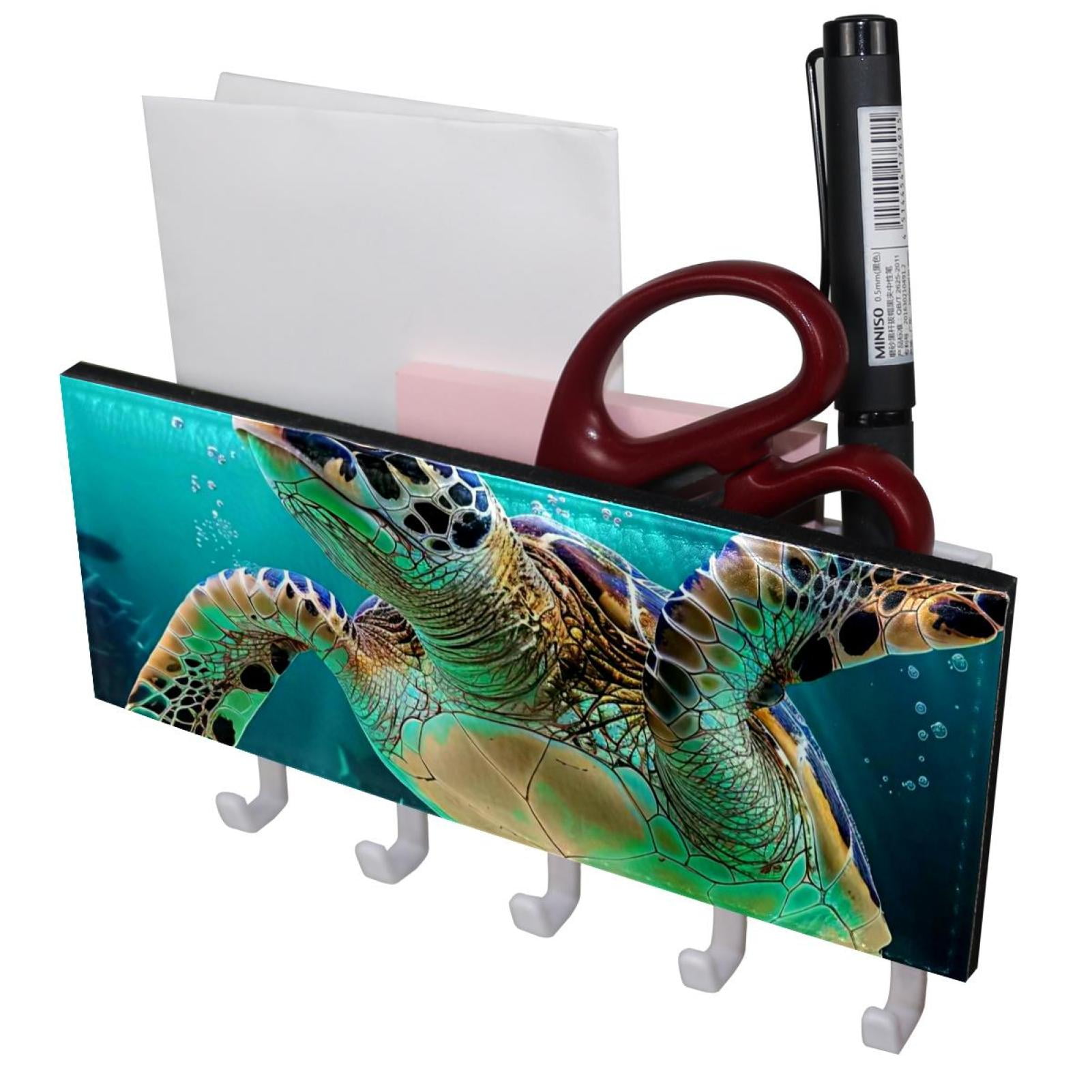 PhooArto Key Holder for Wall Decorative with 5 Key Hooks, Sea Turtle ...