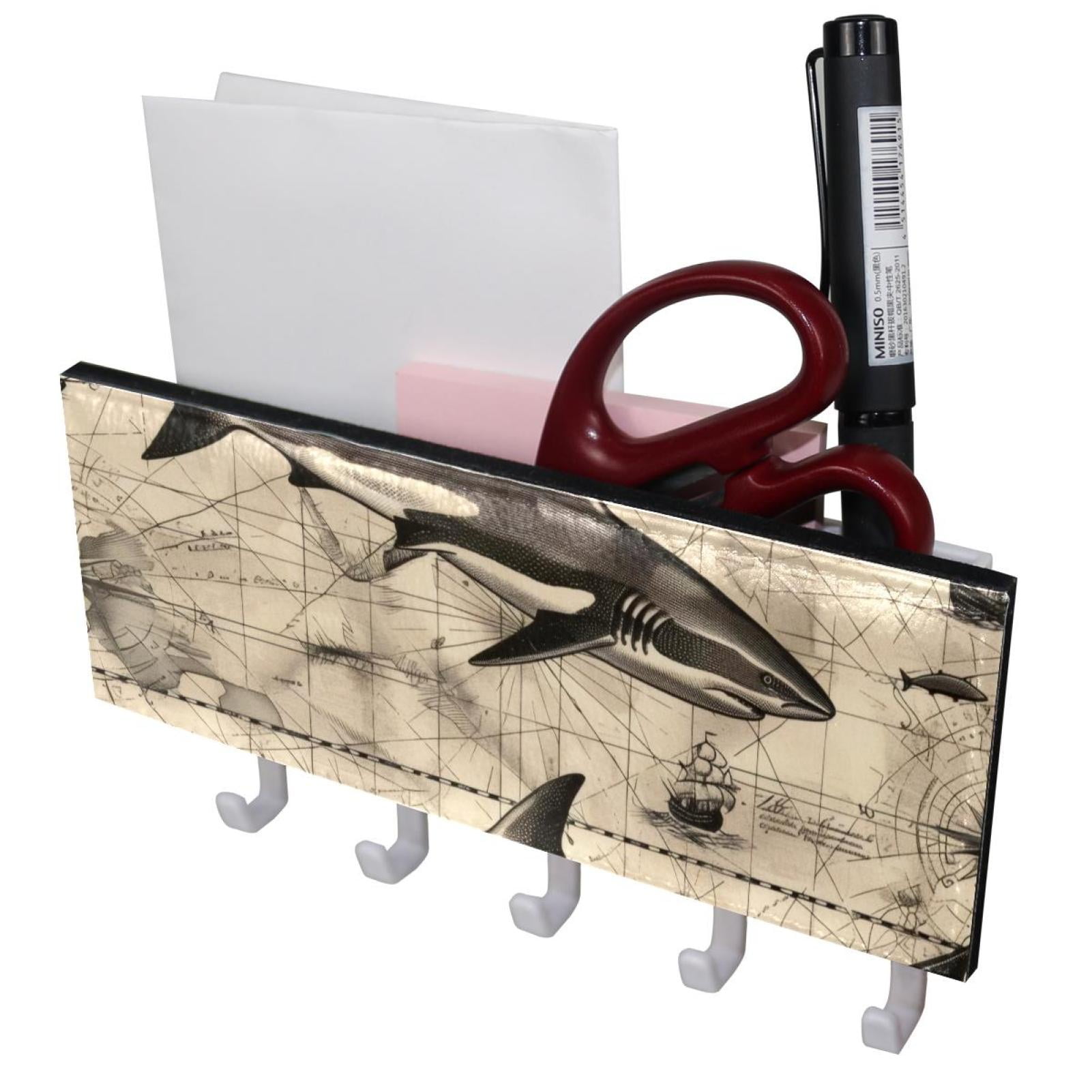 PhooArto Key Holder for Wall Decorative with 5 Key Hooks, Sharks and ...
