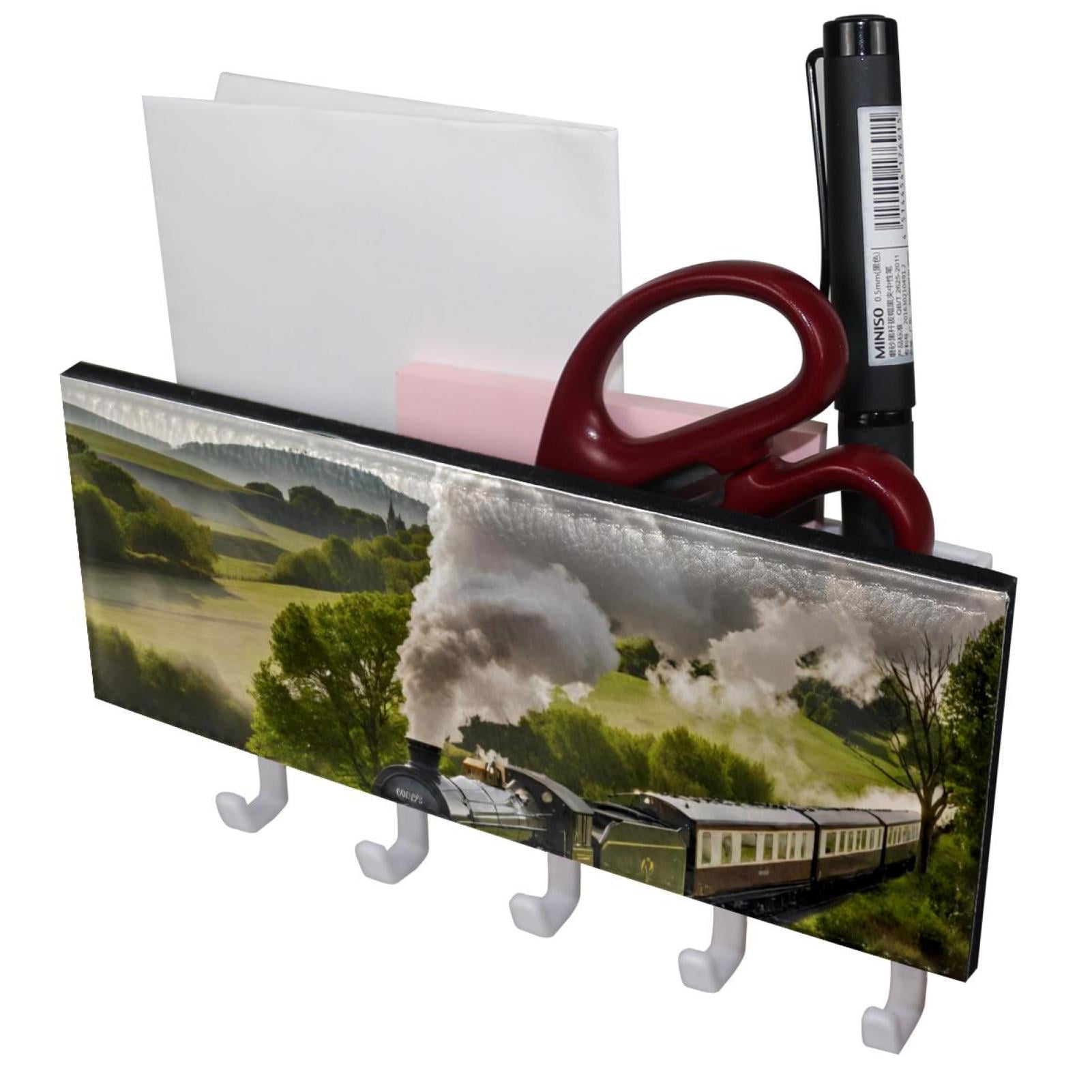 PhooArto Key Holder for Wall Decorative with 5 Key Hooks, Steam Train ...