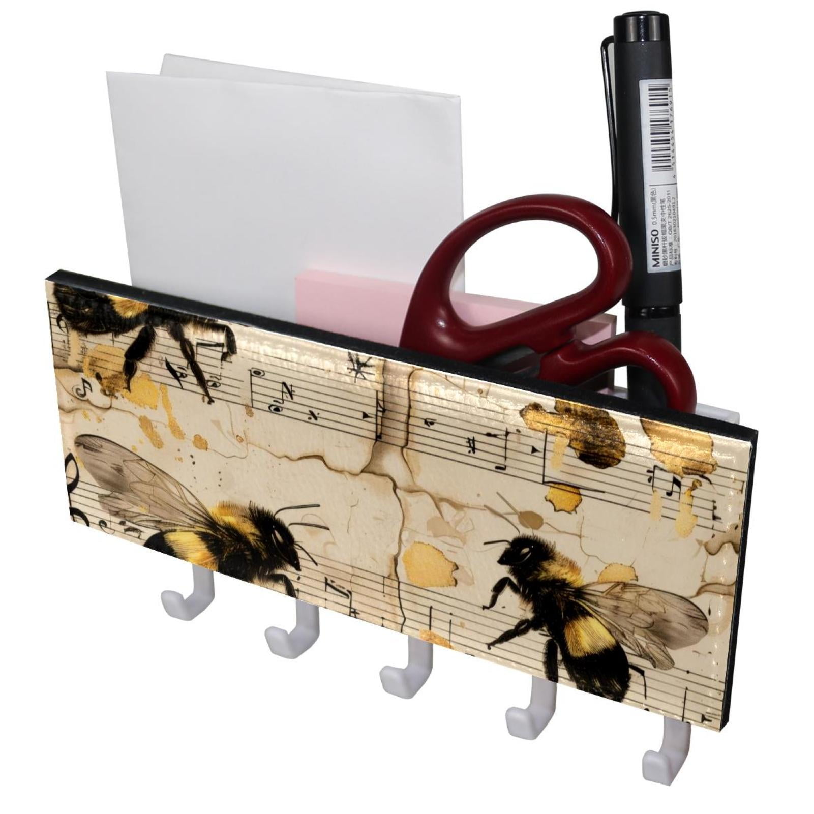 PhooArto Key Holder for Wall Decorative with 5 Key Hooks, Vintage Bees ...