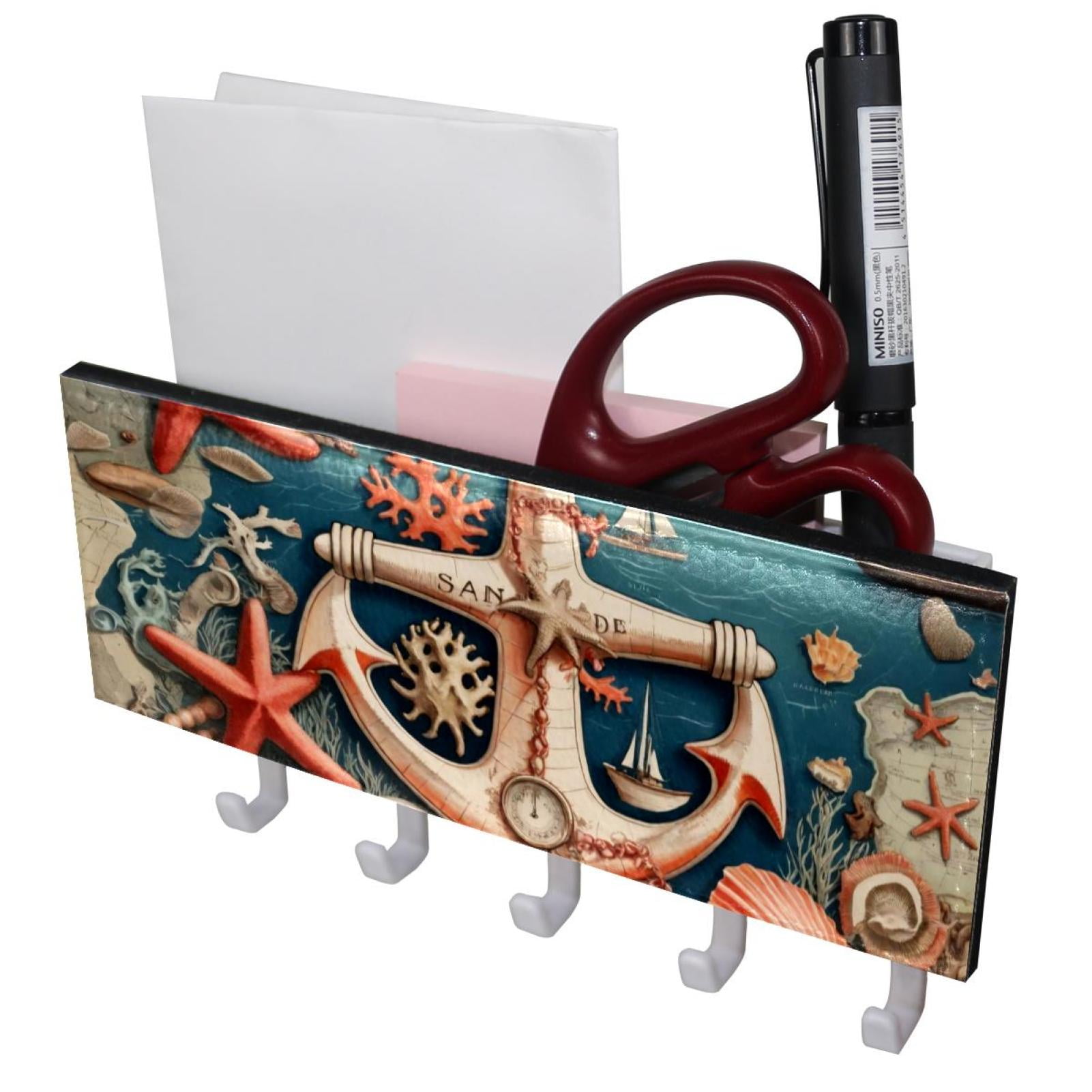 PhooArto Key Holder for Wall Decorative with 5 Key Hooks, Vintage Map ...