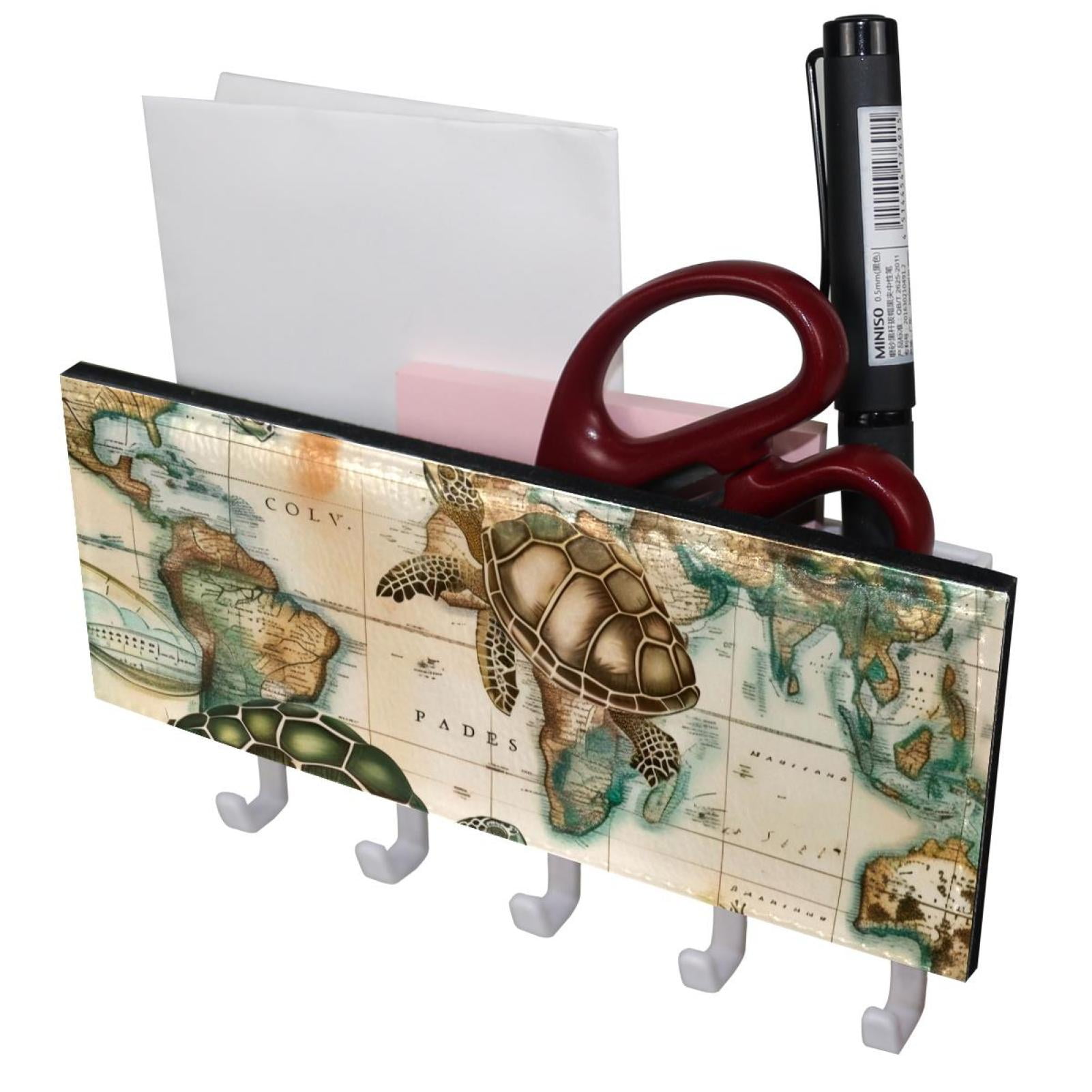 PhooArto Key Holder for Wall Decorative with 5 Key Hooks, Vintage Map ...