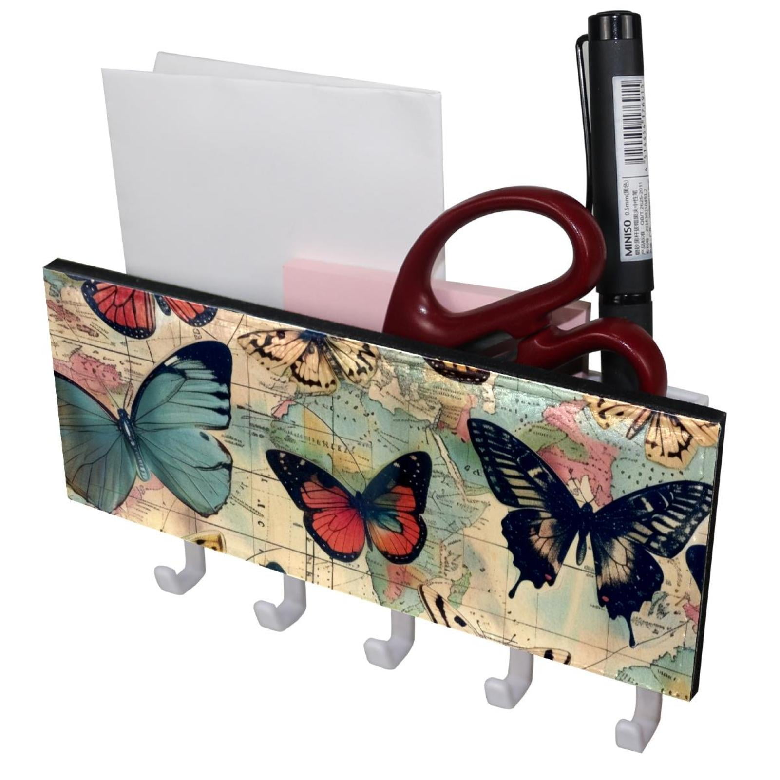 PhooArto Key Holder for Wall Decorative with 5 Key Hooks, Vintage Maps ...