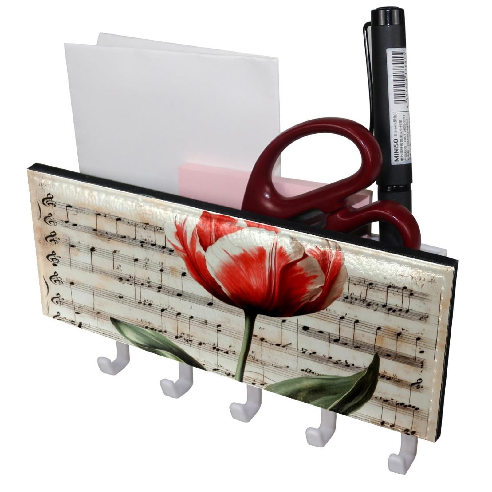 PhooArto Key Holder for Wall Decorative with 5 Key Hooks, Vintage Tulip ...