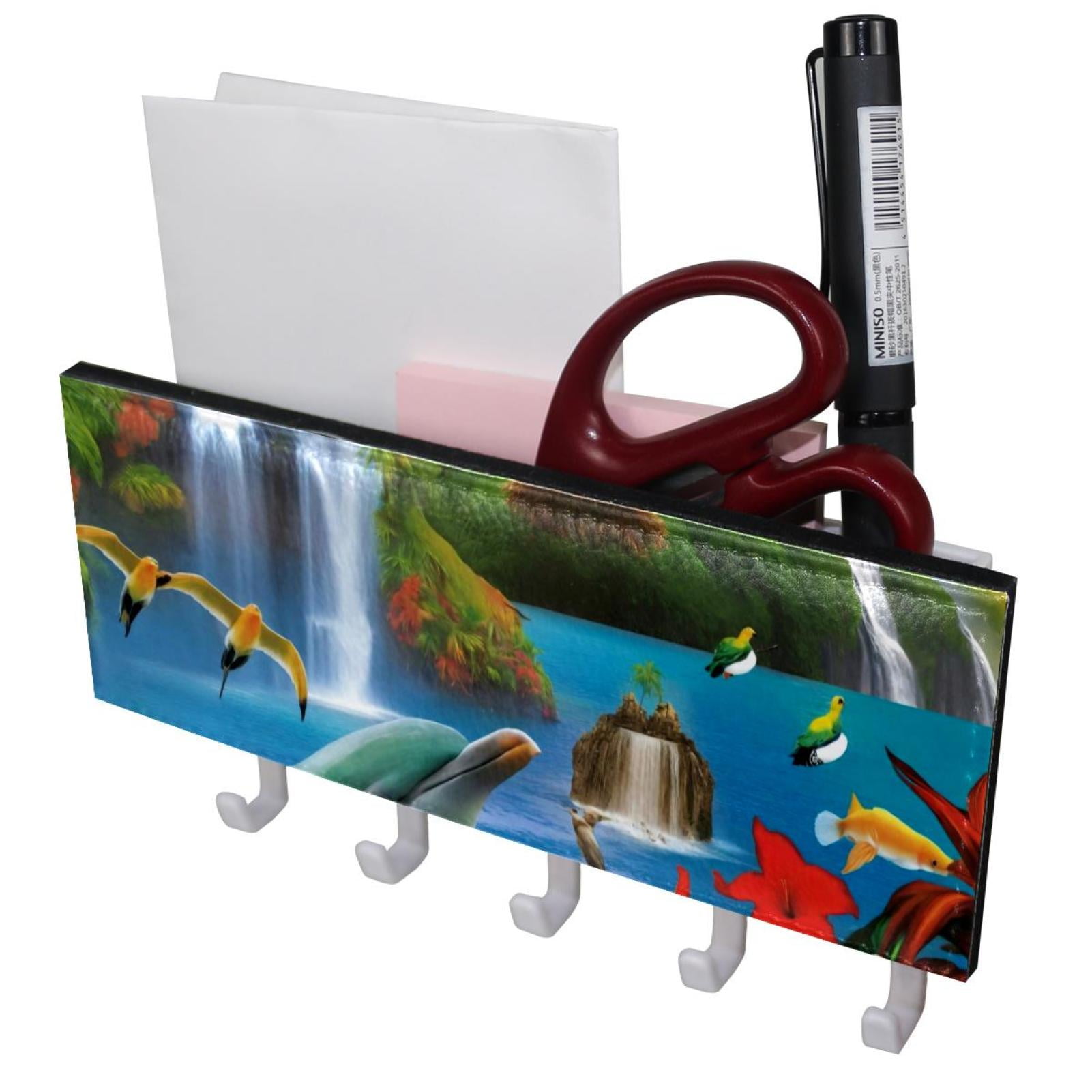 PhooArto Key Holder for Wall Decorative with 5 Key Hooks, Waterfall and ...