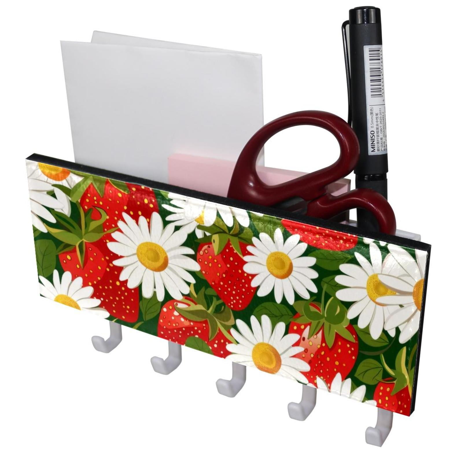 PhooArto Key Holder for Wall Decorative with 5 Key Hooks, Daisy Flowers ...