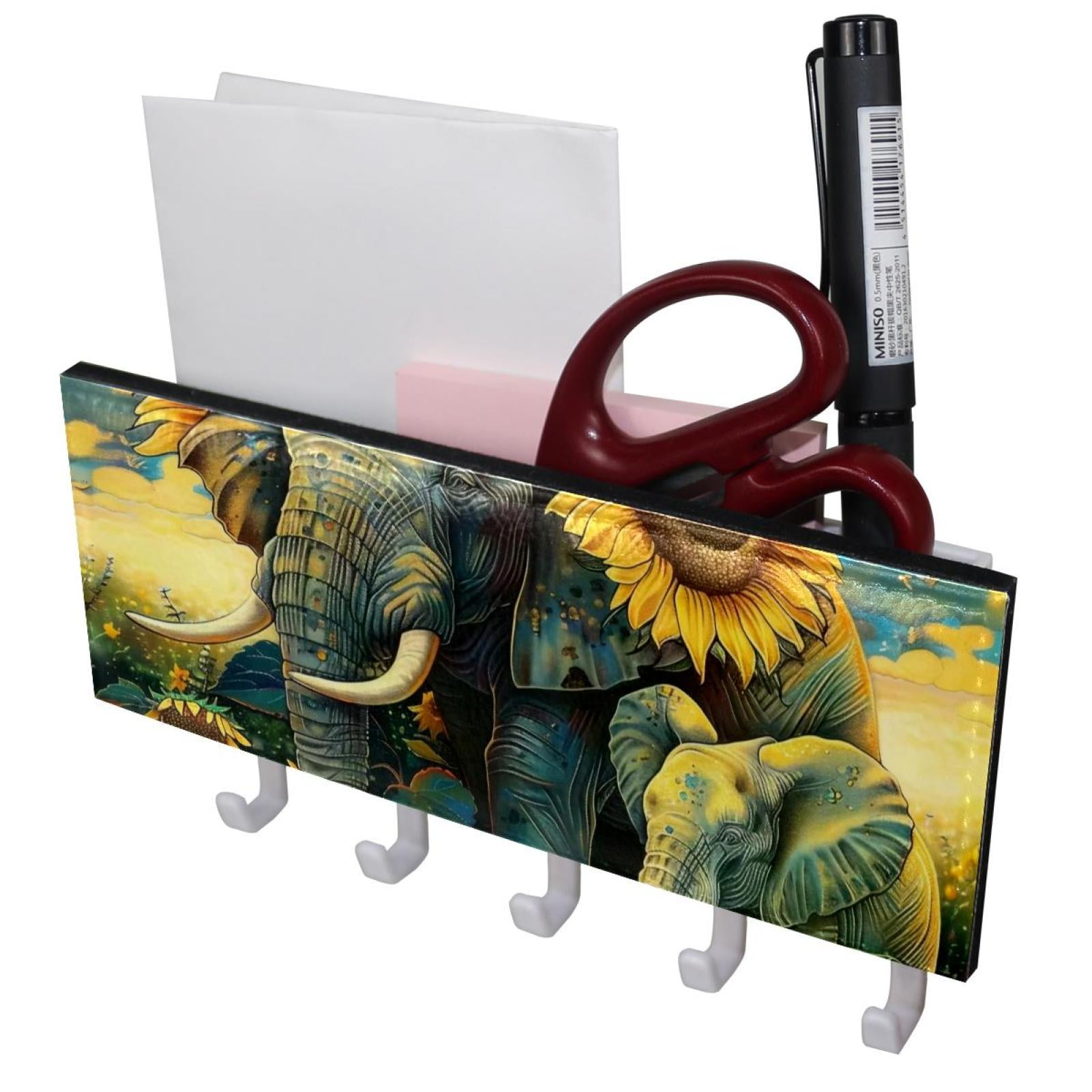 PhooArto Key Holder for Wall Decorative with 5 Key Hooks, Elephants ...