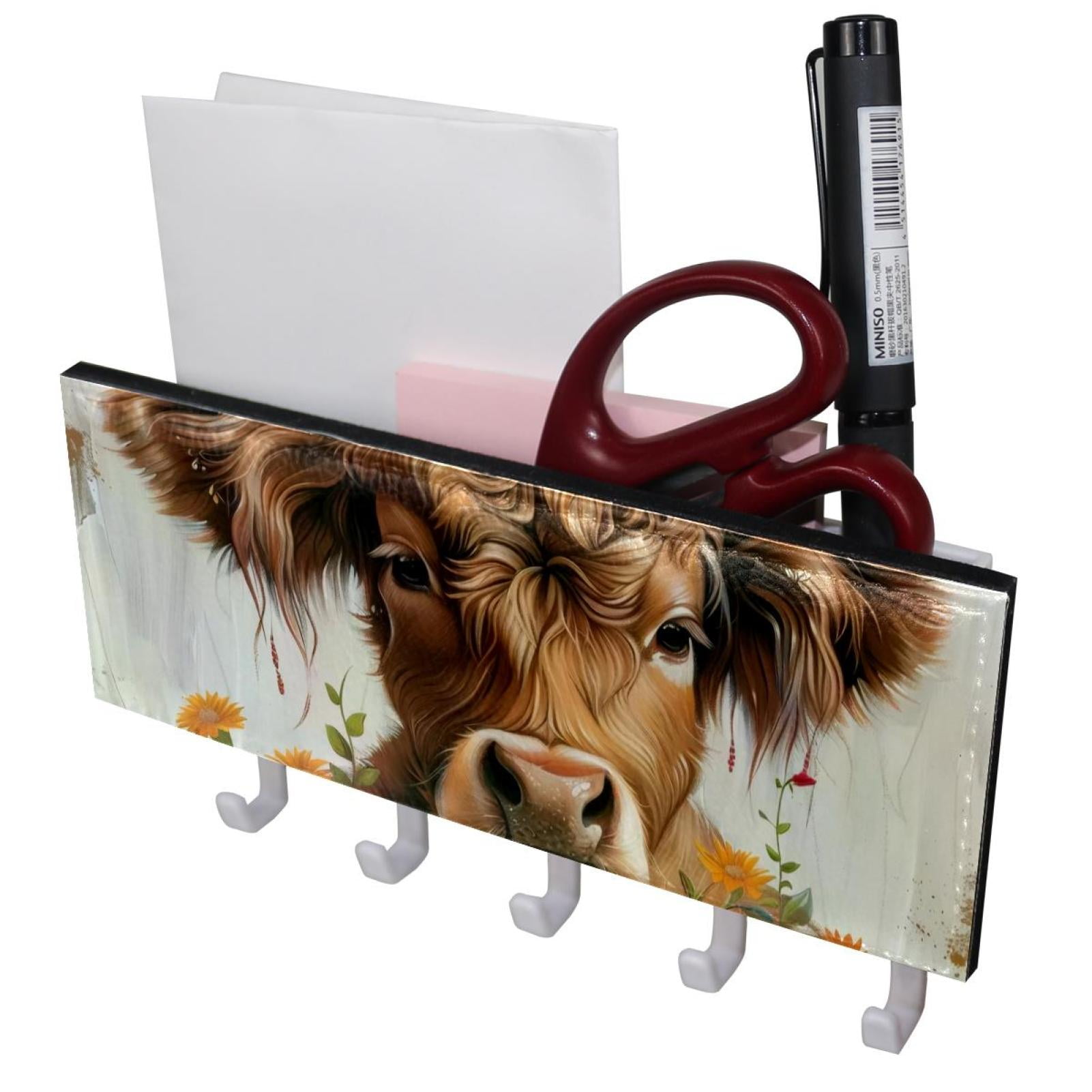 PhooArto Key Holder for Wall Decorative with 5 Key Hooks, Farmhouse Cow ...