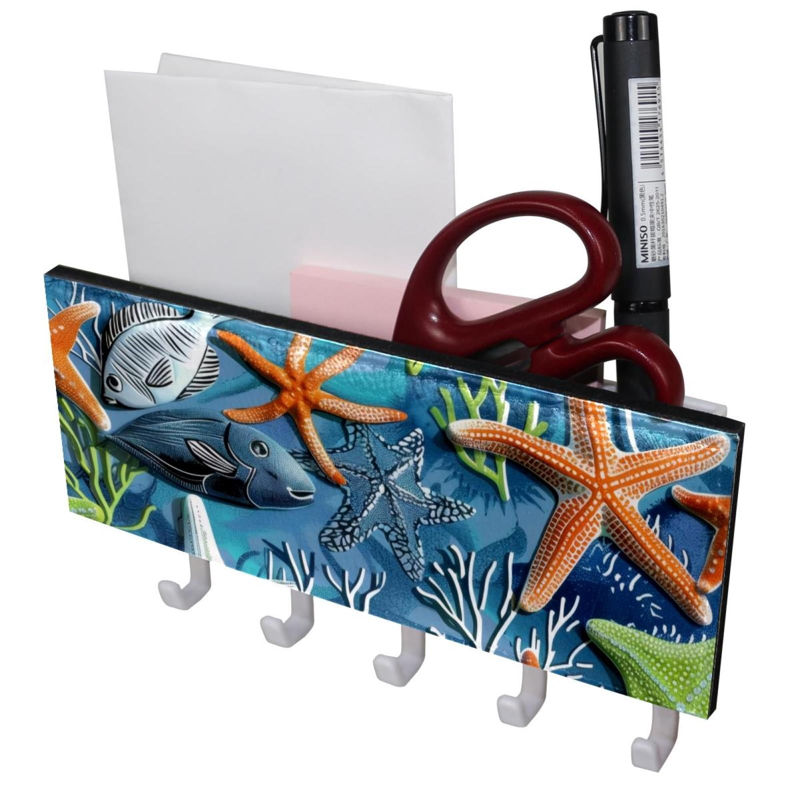 PhooArto Key Holder for Wall Decorative with 5 Key Hooks, Sea Fish ...
