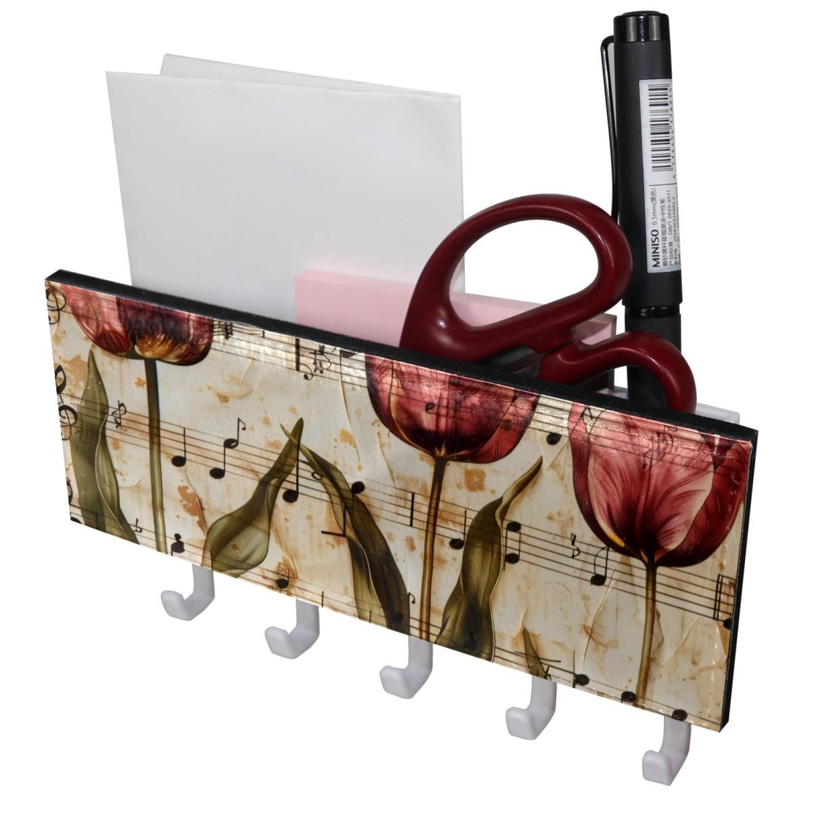PhooArto Key Holder for Wall Decorative with 5 Key Hooks, Vintage Tulip ...
