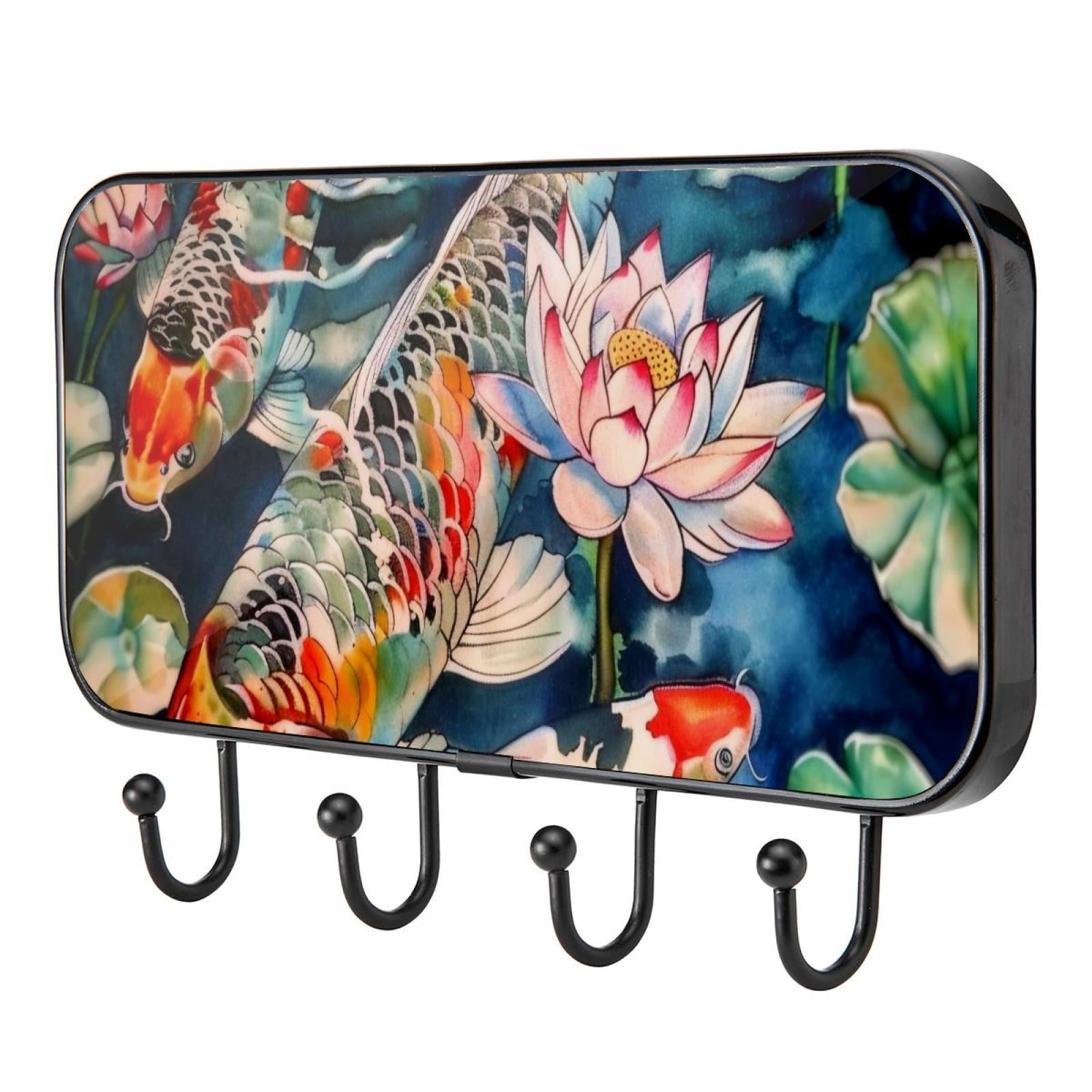 PhooArto Key Holder for Wall Decorative Japanese Koi Fish Lotus Self ...