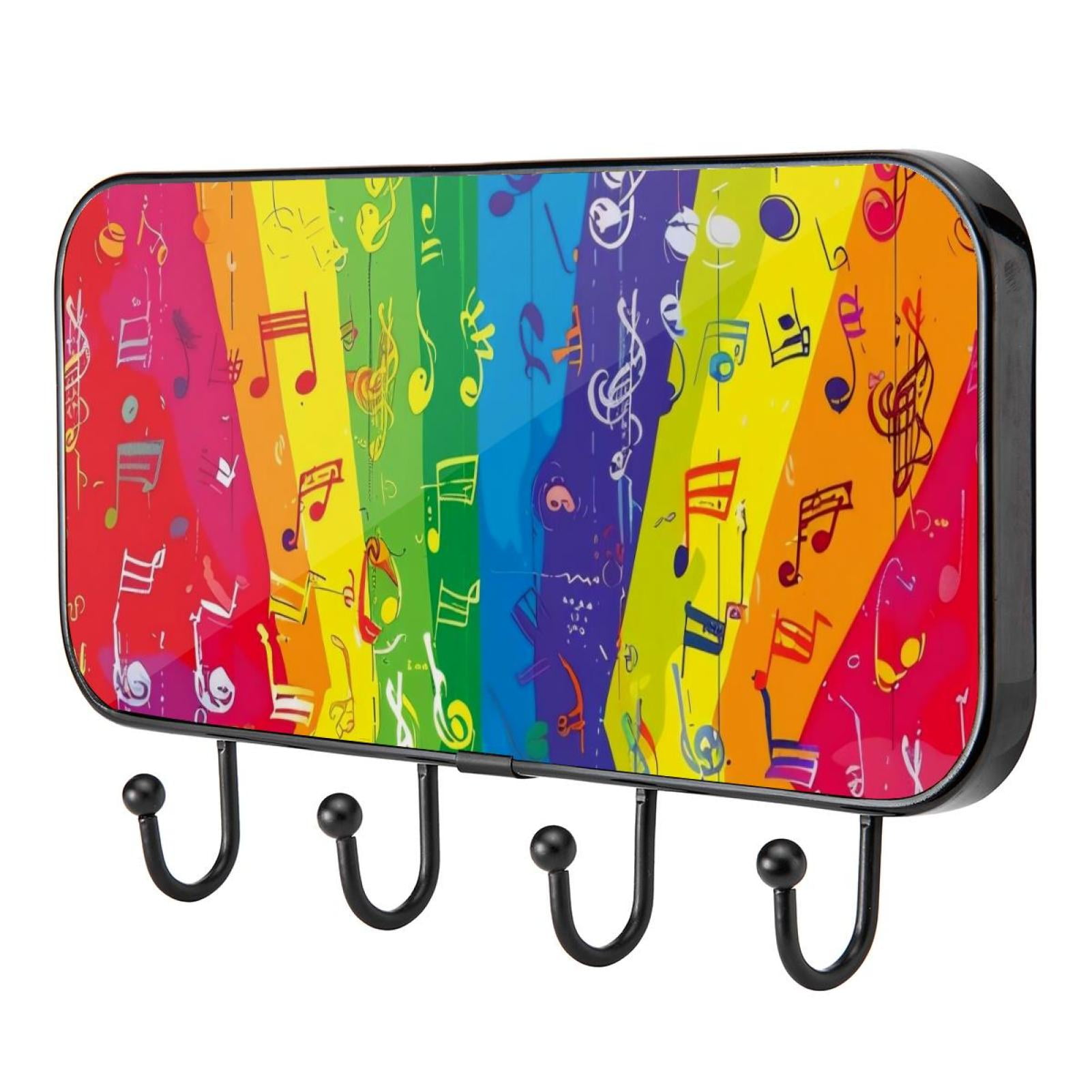 PhooArto Key Holder for Wall Decorative Rainbow Background Music Notes ...