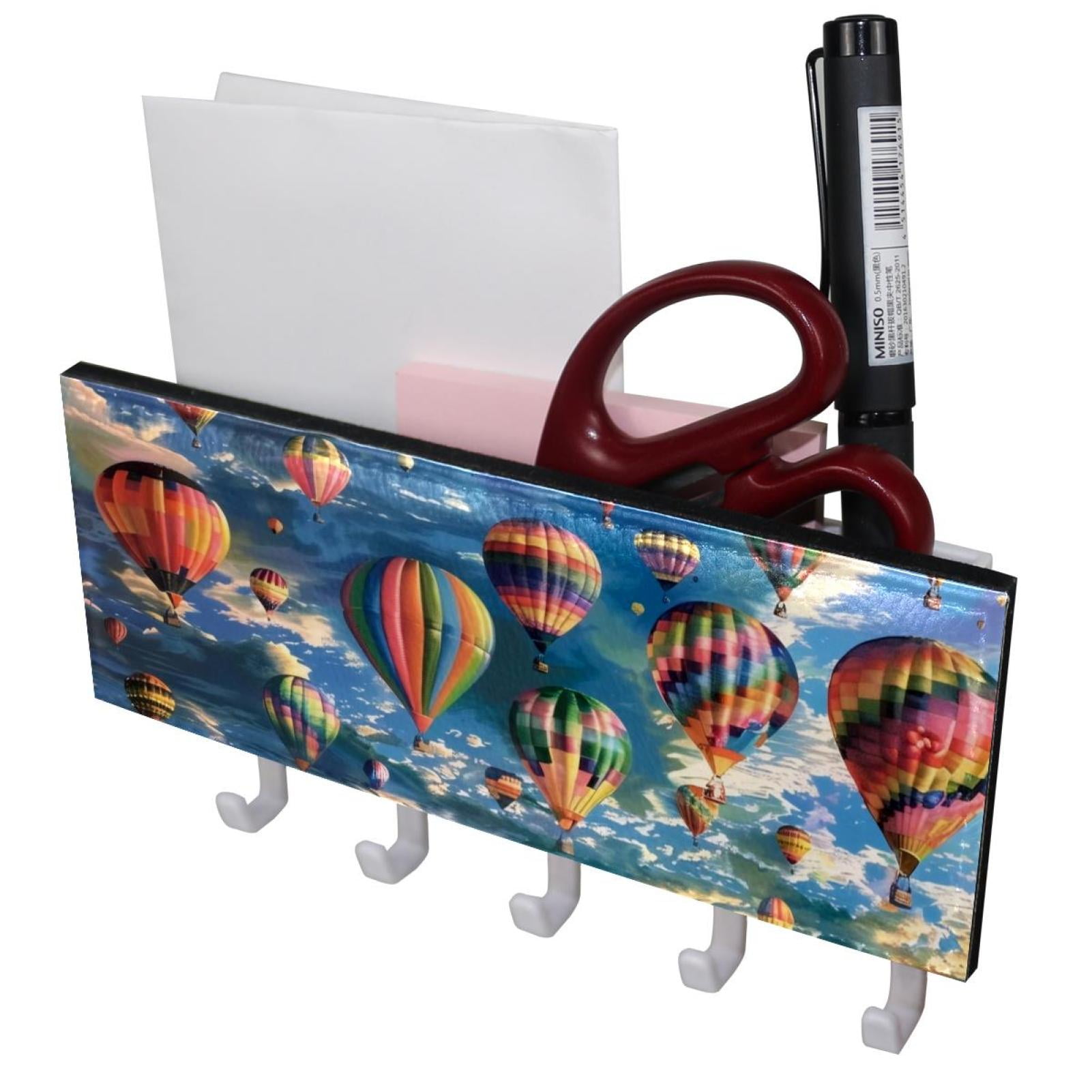 PhooArto Key Holder for Wall Decorative with 5 Key Hooks, Air Balloons ...