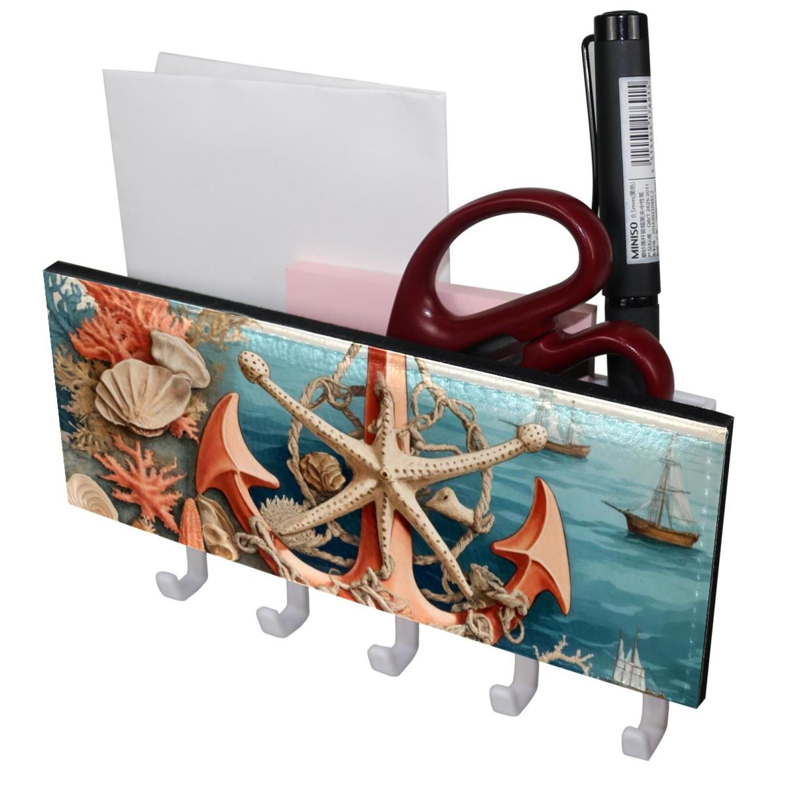 PhooArto Key Holder for Wall Decorative with 5 Key Hooks, Anchor ...