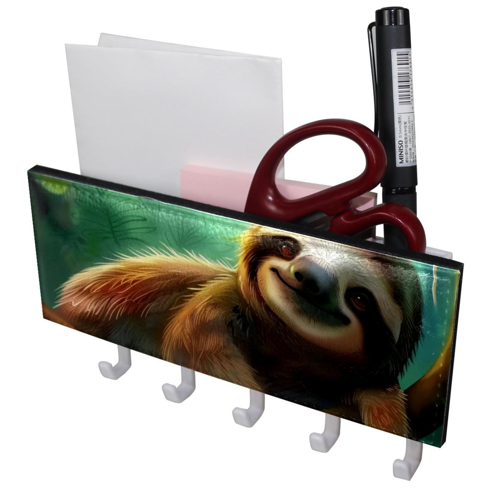 PhooArto Key Holder for Wall Decorative with 5 Key Hooks, Animal Sloth ...