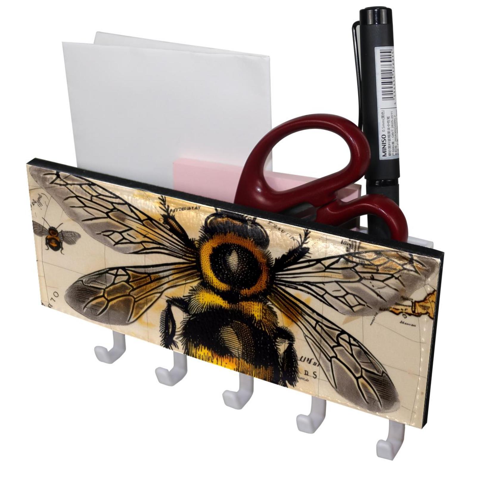 PhooArto Key Holder for Wall Decorative with 5 Key Hooks, Bee and Retro ...