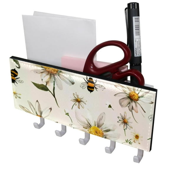 PhooArto Key Holder for Wall Decorative with 5 Key Hooks, Bees and ...