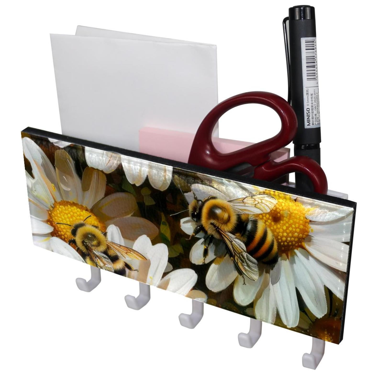 PhooArto Key Holder for Wall Decorative with 5 Key Hooks, Bees and ...