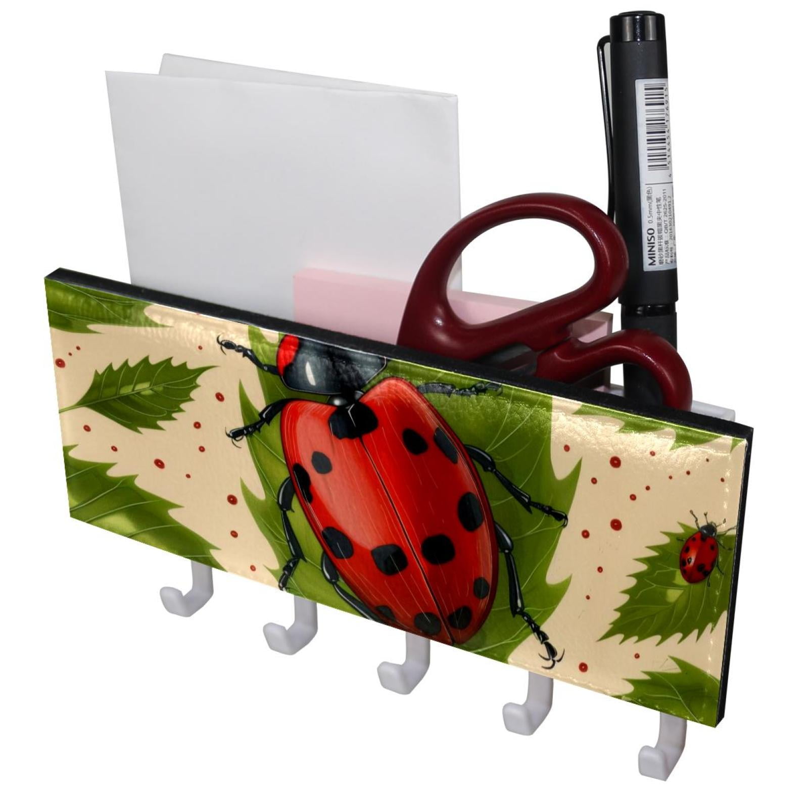 PhooArto Key Holder for Wall Decorative with 5 Key Hooks, Beetle ...