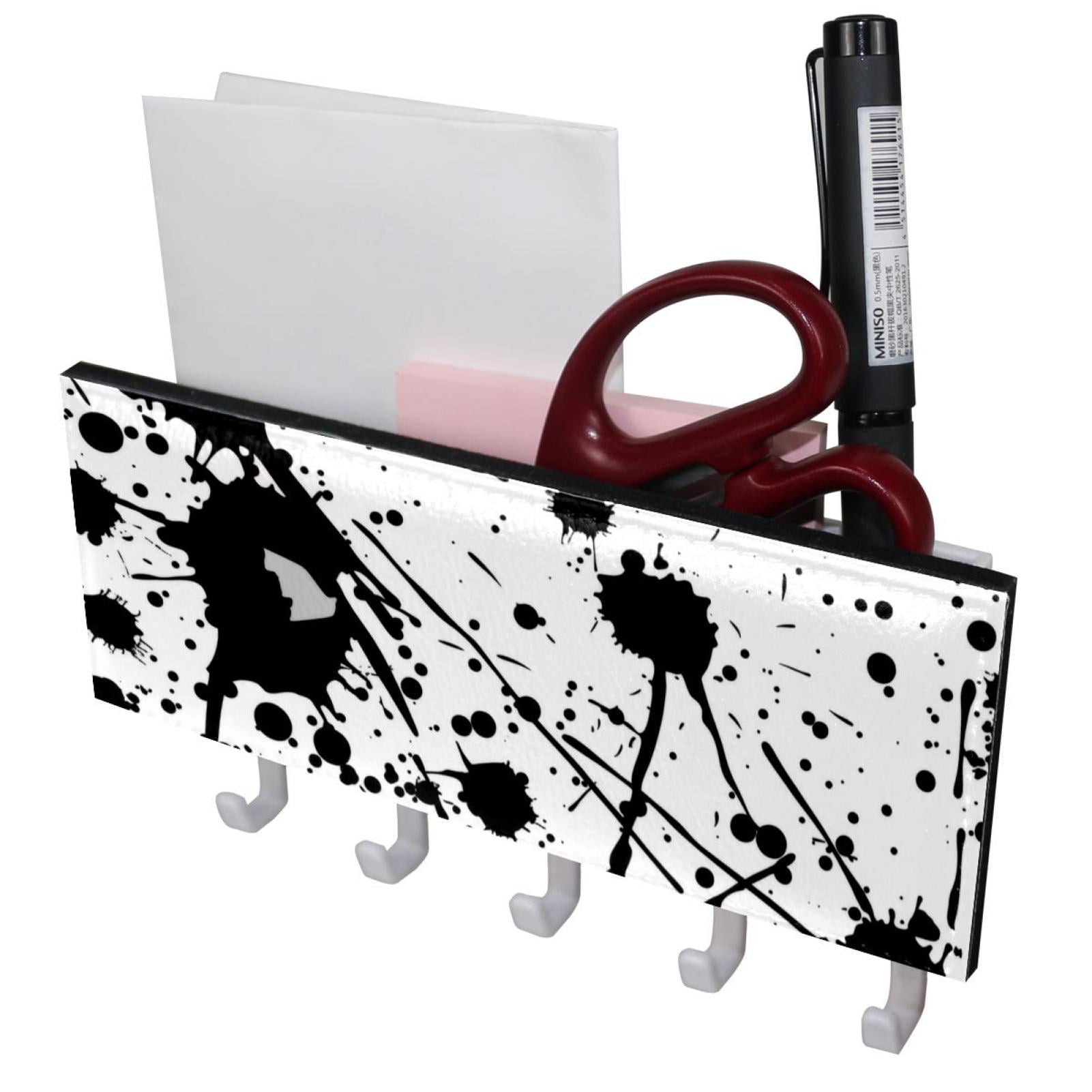 PhooArto Key Holder for Wall Decorative with 5 Key Hooks, Black Ink ...