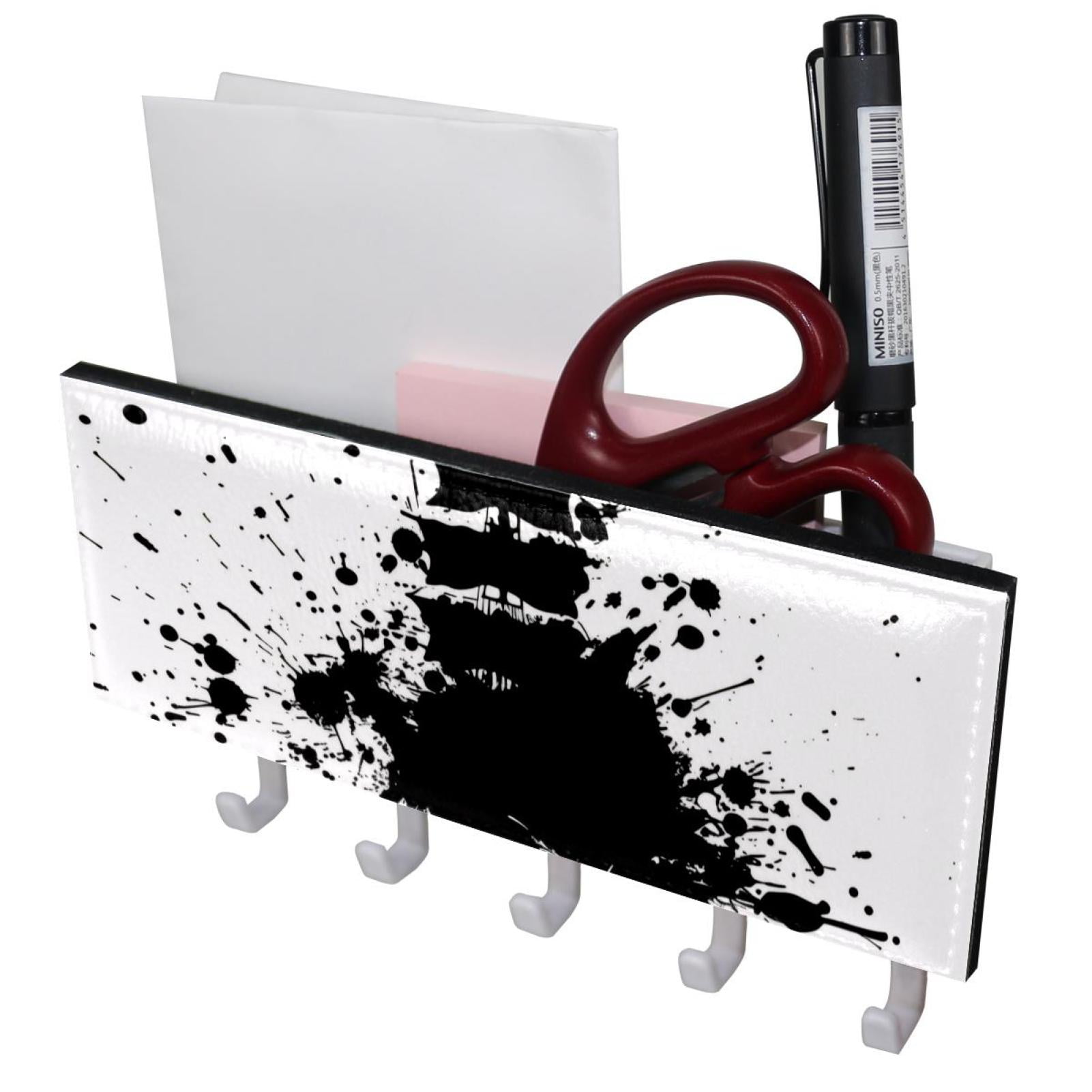 PhooArto Key Holder for Wall Decorative with 5 Key Hooks, Black Ink ...