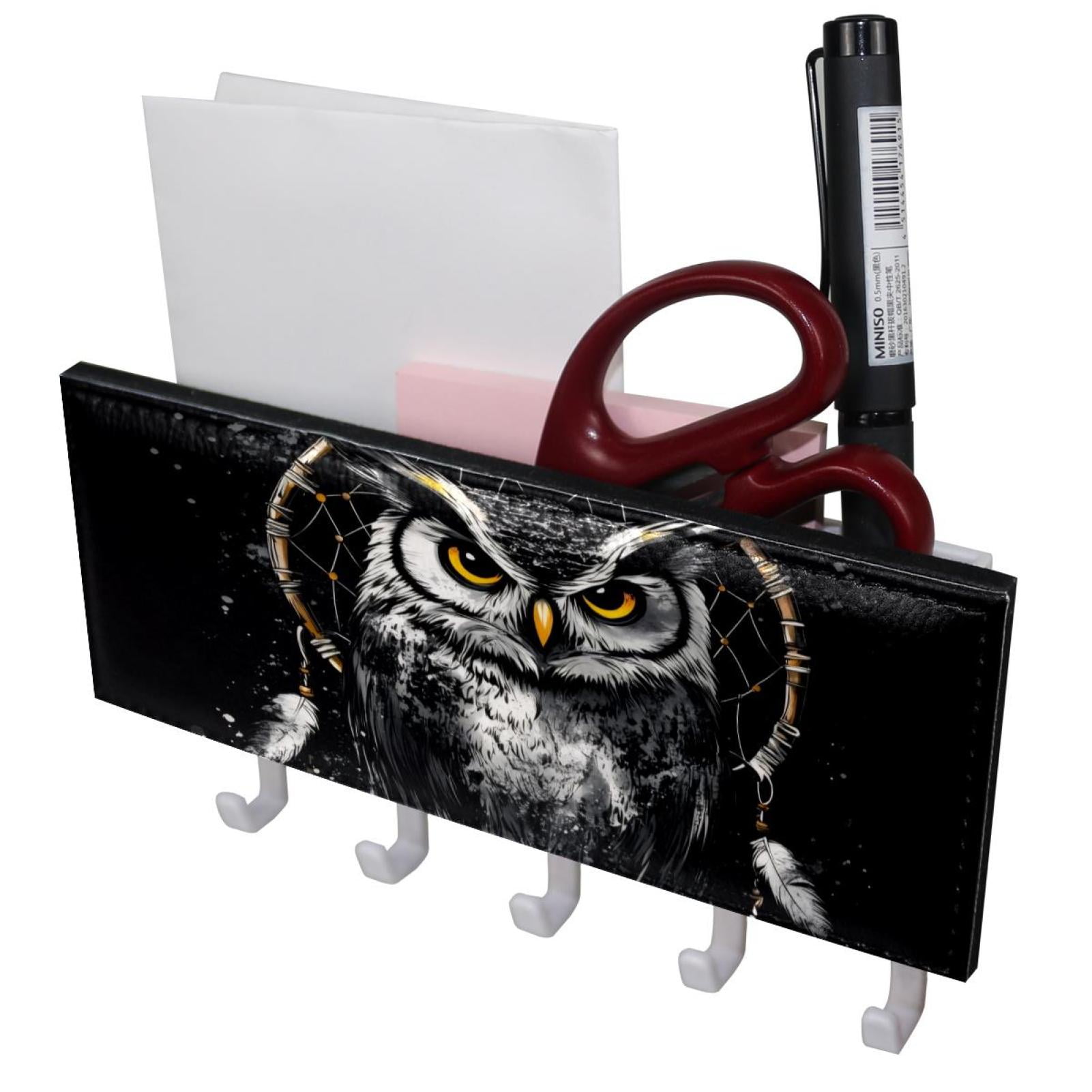 PhooArto Key Holder for Wall Decorative with 5 Key Hooks, Black Owl ...