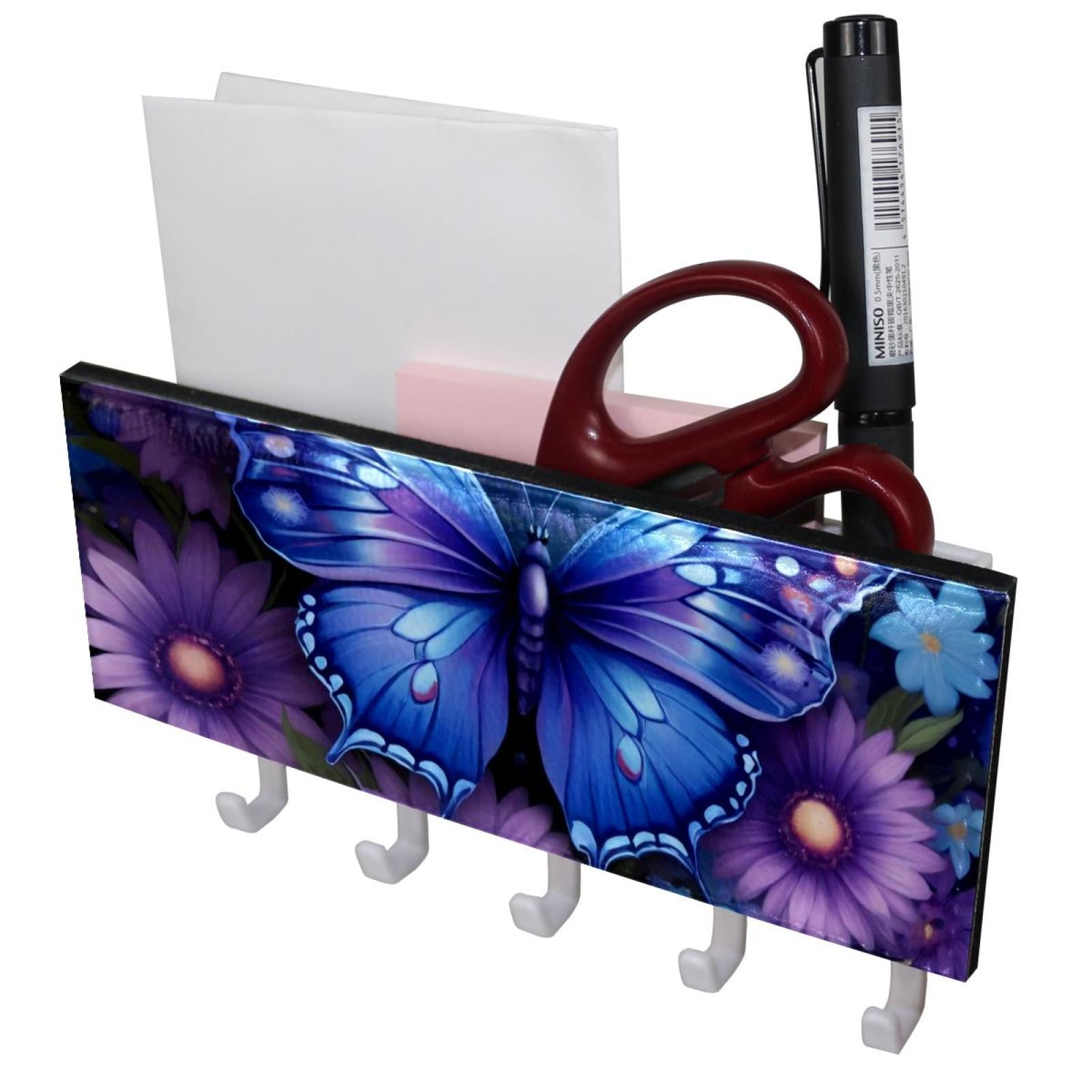 PhooArto Key Holder for Wall Decorative with 5 Key Hooks, Blue ...