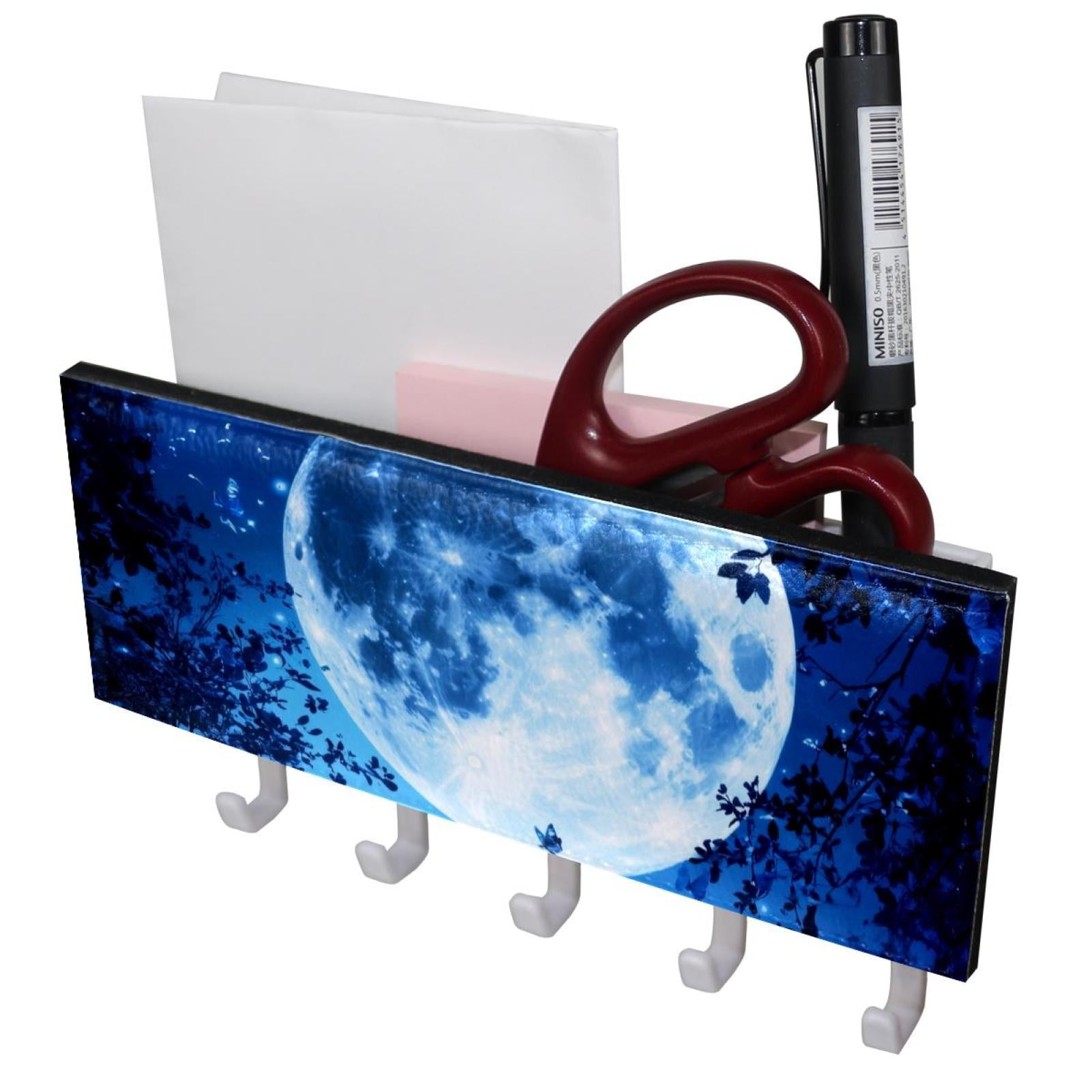 PhooArto Key Holder for Wall Decorative with 5 Key Hooks, Blue ...