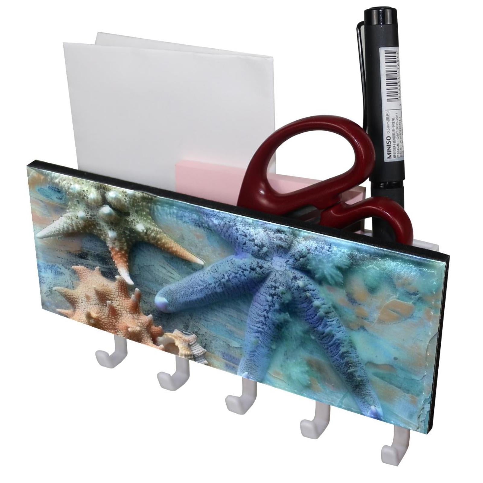 PhooArto Key Holder for Wall Decorative with 5 Key Hooks, Blue Coral ...